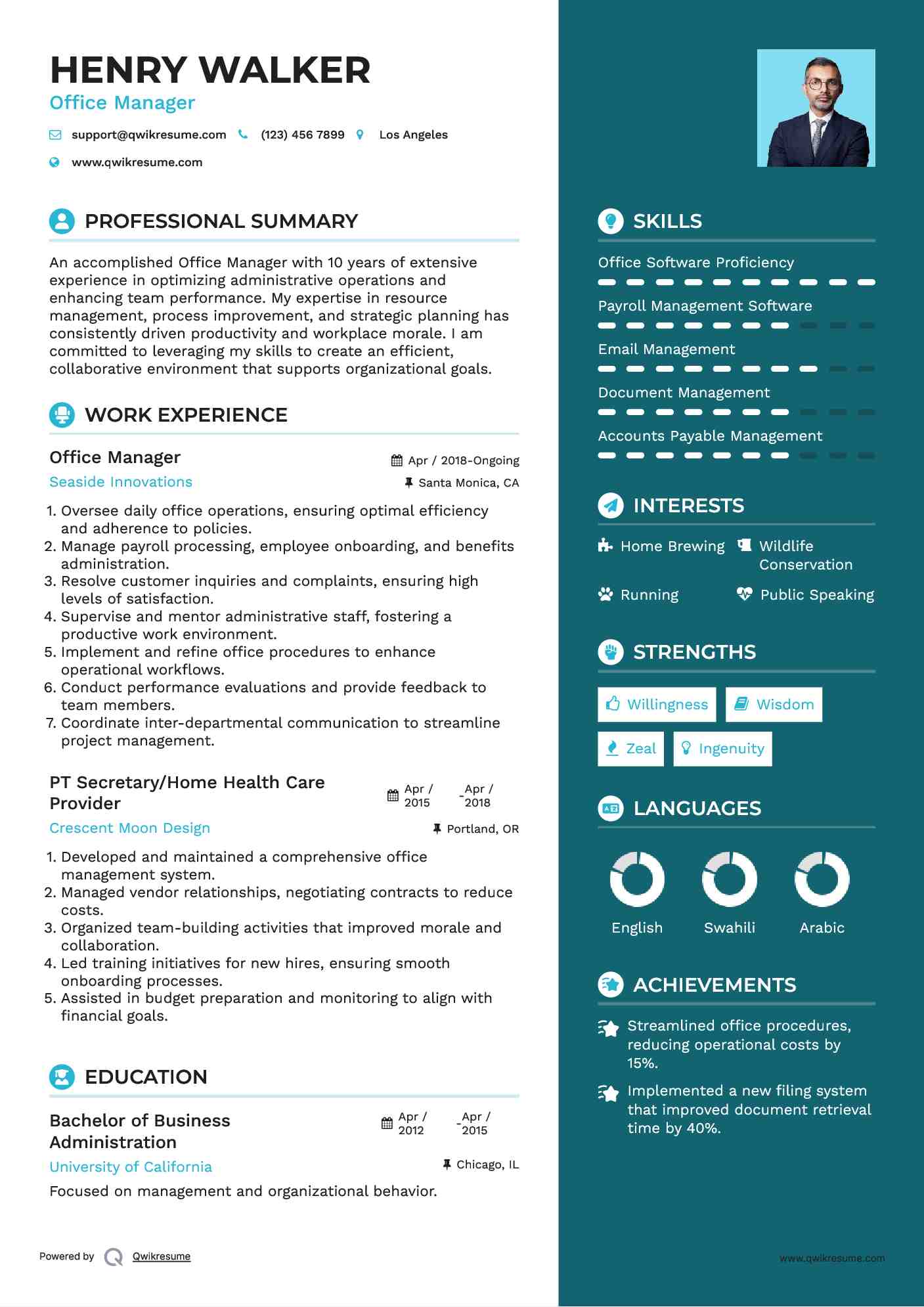 Office Manager Resume Samples QwikResume