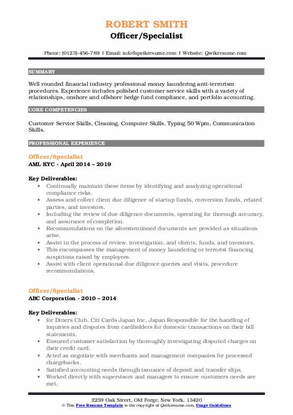 First Officer Sample Resume