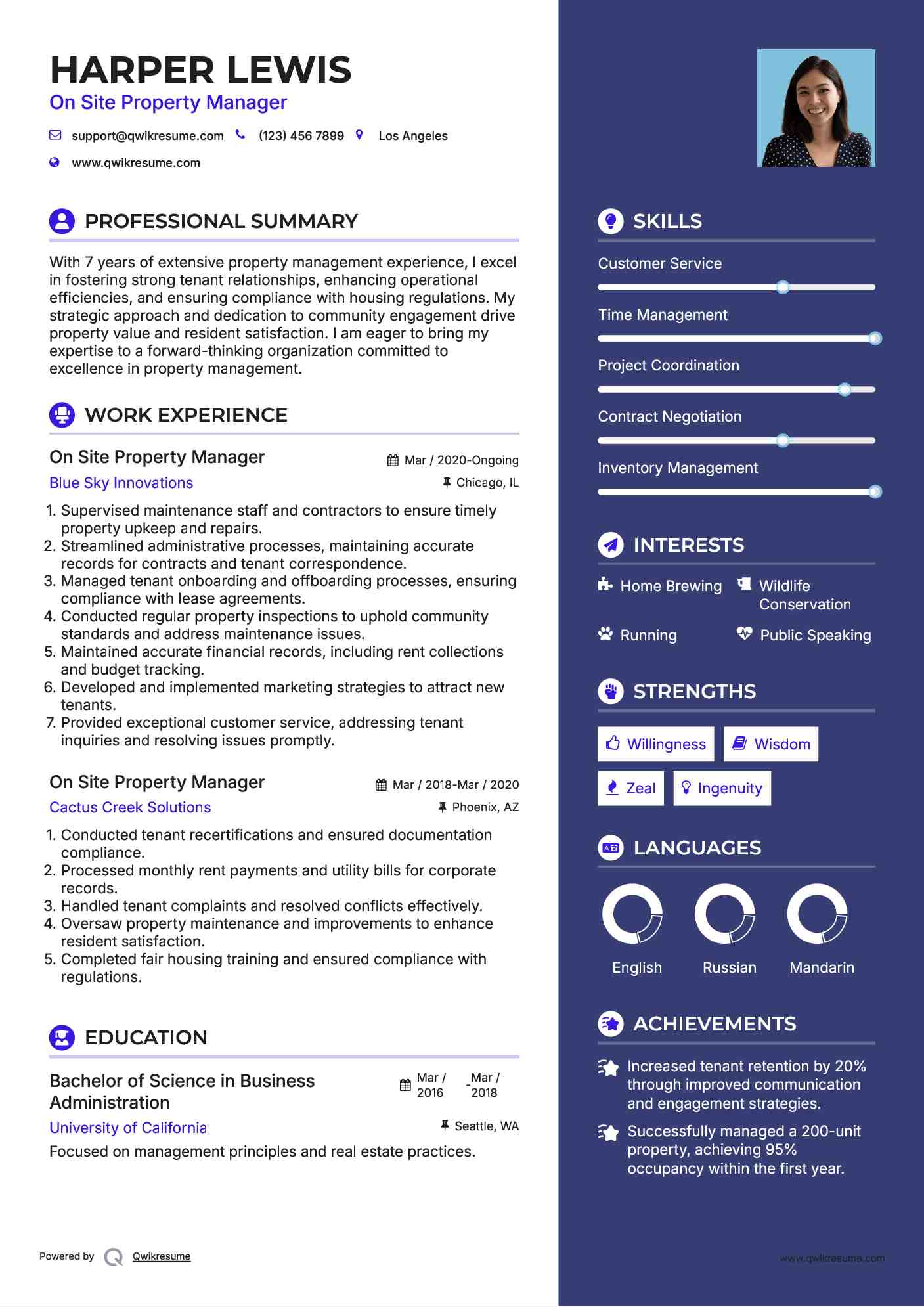 On Site Property Manager Resume Samples QwikResume