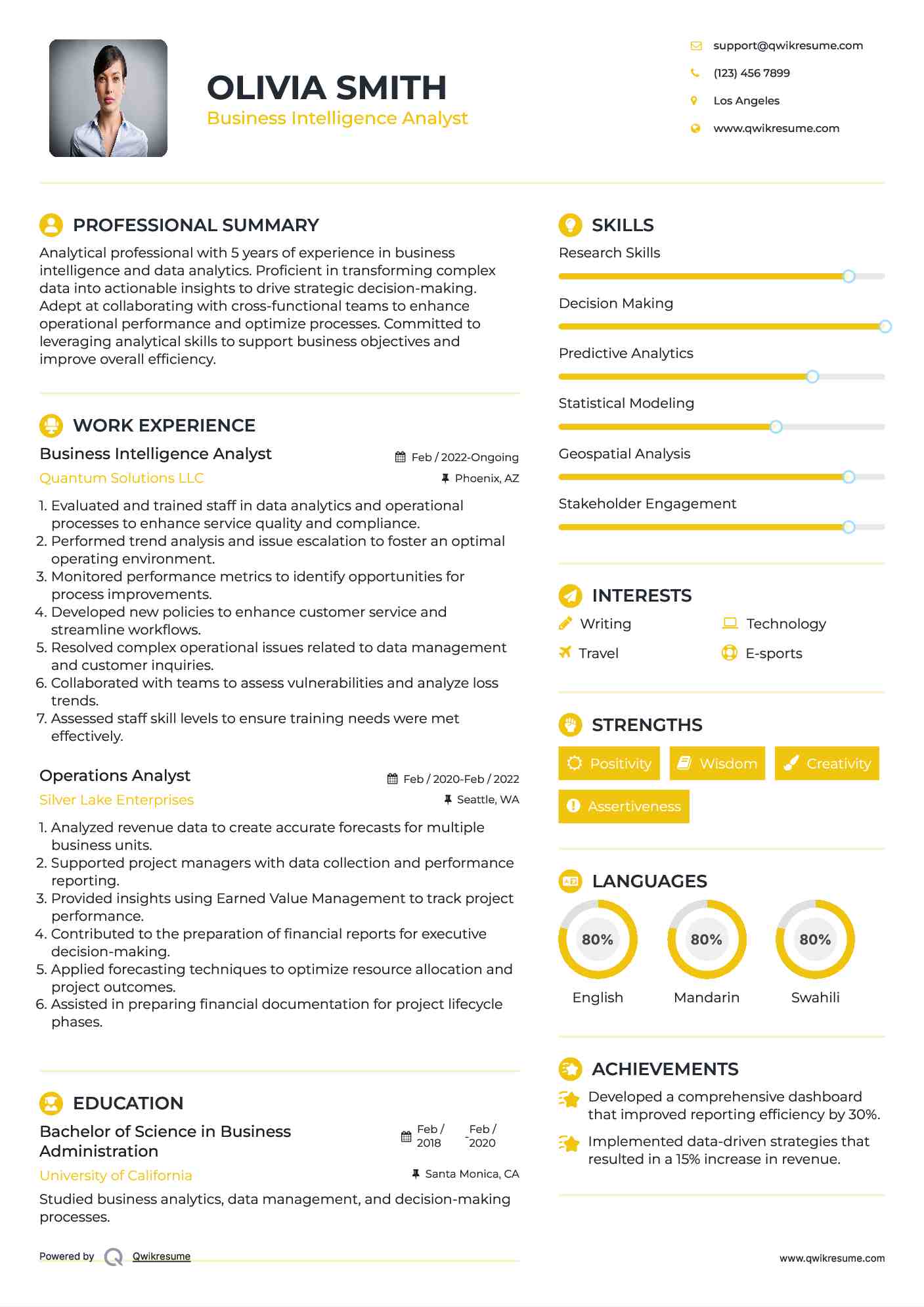 Operations Analyst Resume Samples QwikResume
