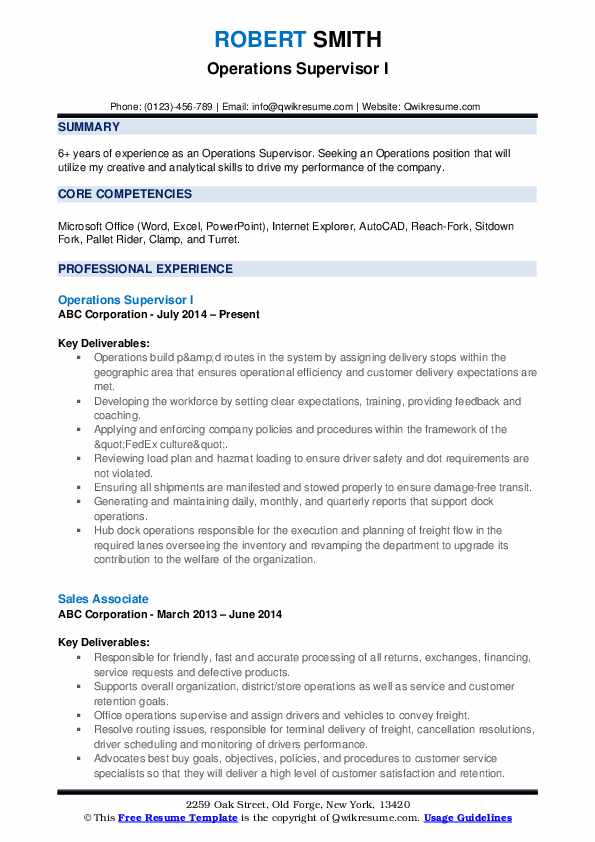 Operations Supervisor Resume Samples | QwikResume Operations Supervisor Resume Samples | QwikResume