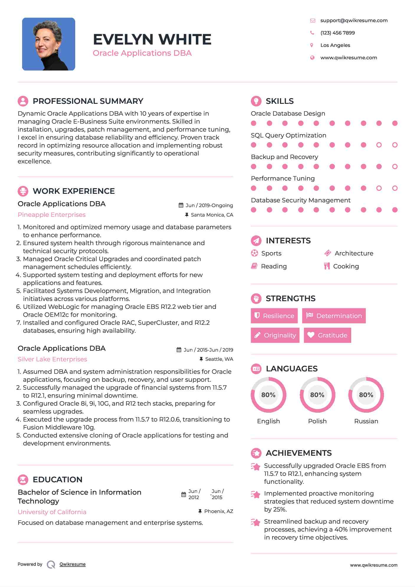 Oracle Applications Dba Resume Samples Qwikresume