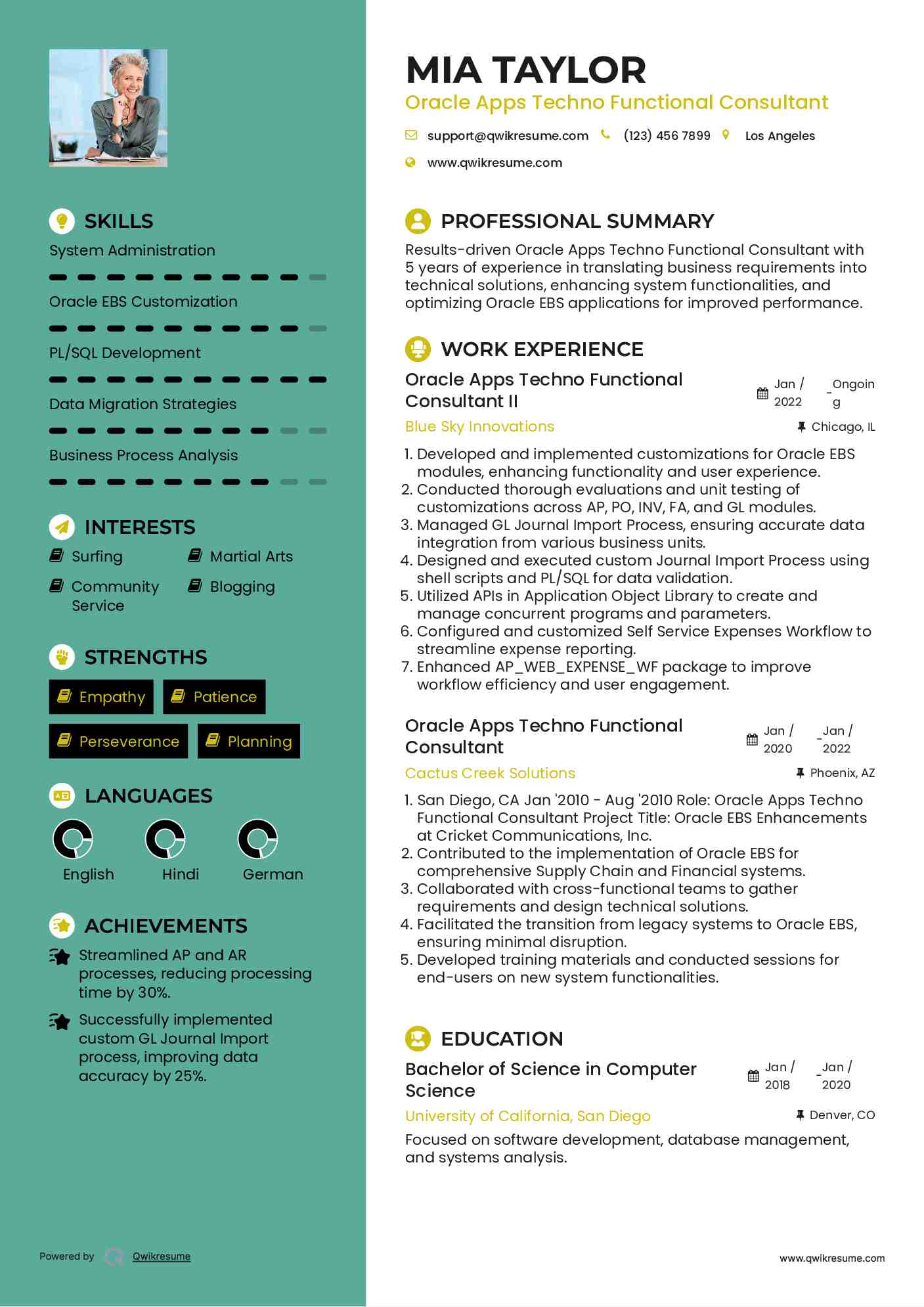 10 Oracle Apps Techno Functional Consultant Resume Samples And Templates For 2025 5993