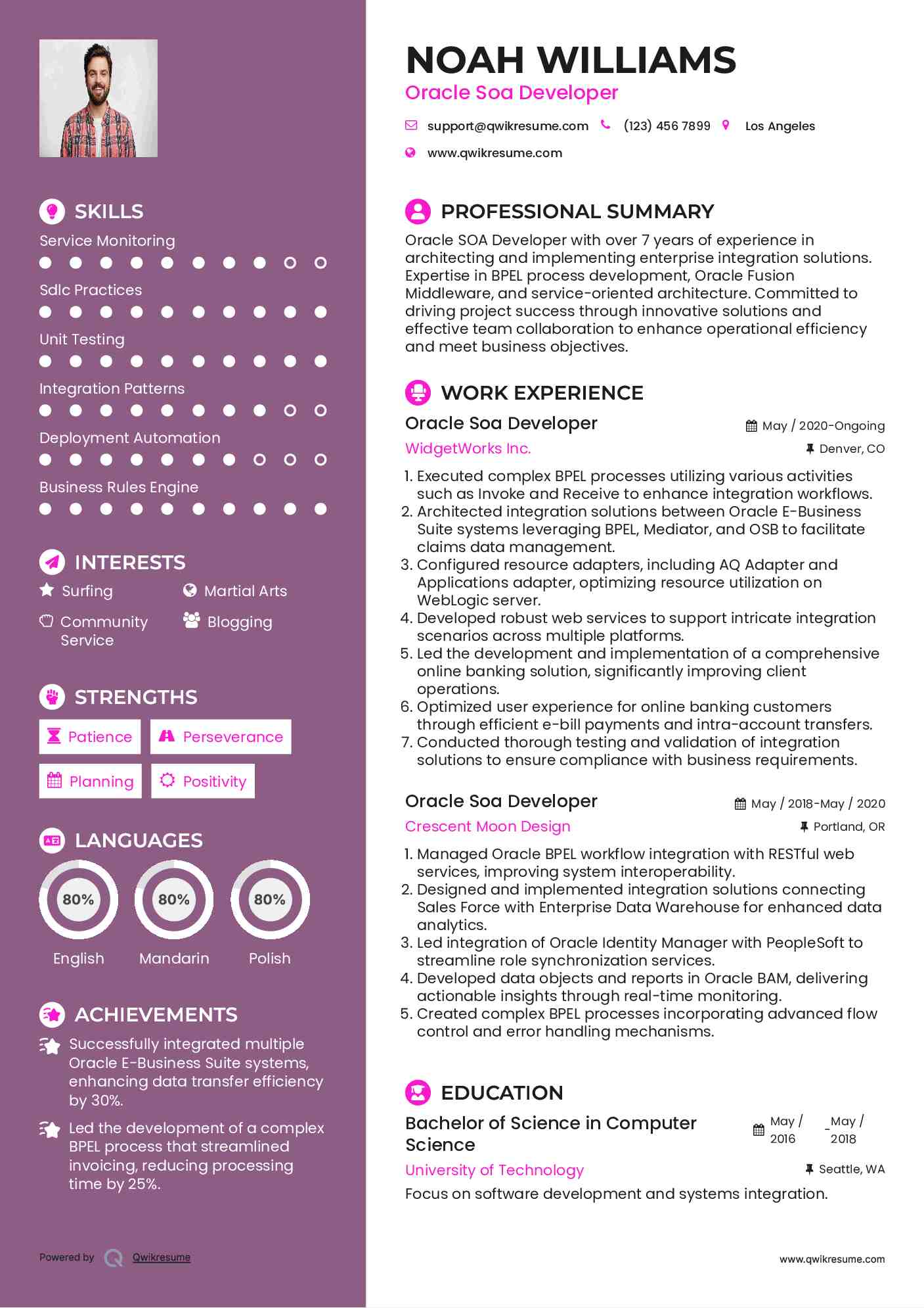Oracle Soa Developer Resume Samples Qwikresume