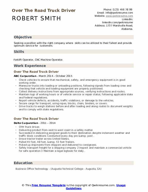 Over The Road Truck Driver Resume Samples QwikResume Over The Road Truck Driver Resume Samples QwikResume