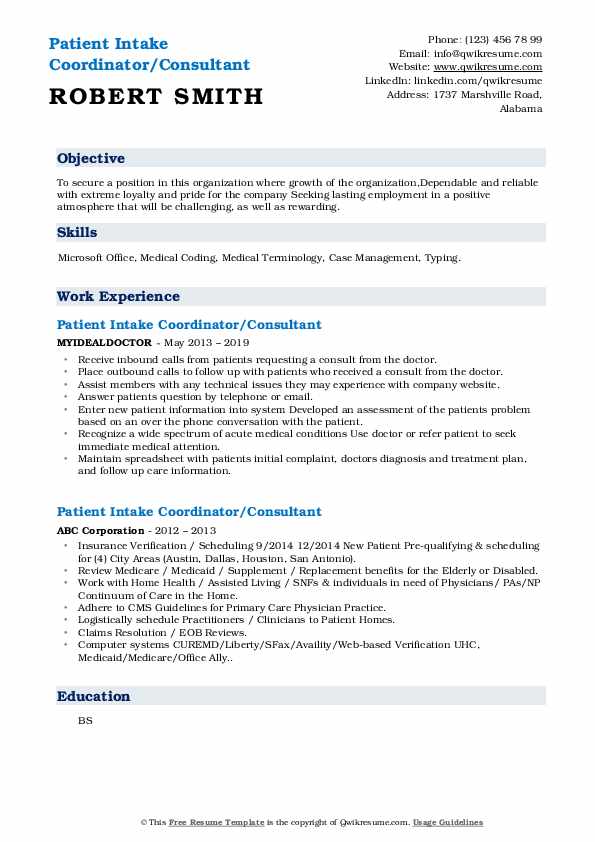 Intake Coordinator With Patient