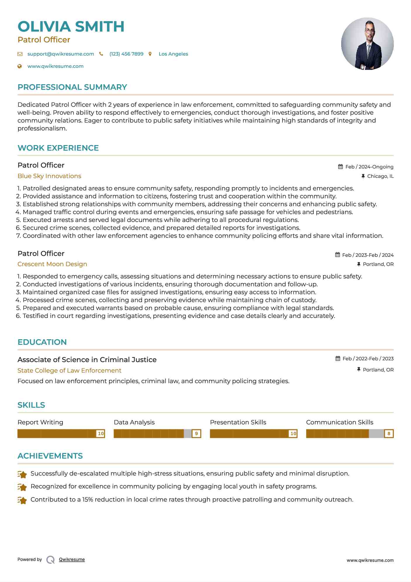 10+ Patrol Officer Resume Samples & Templates for 2025