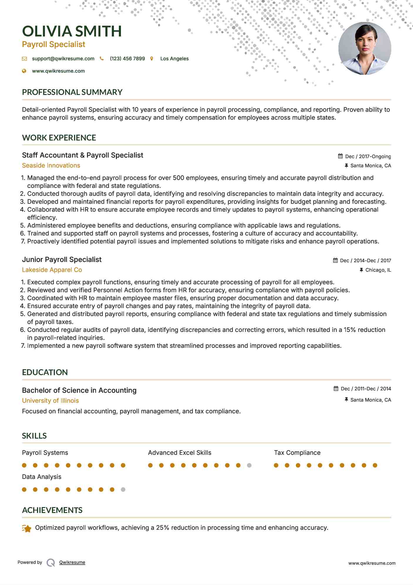 Payroll Clerk Resume