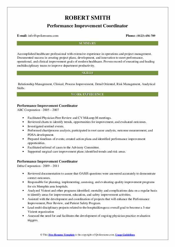 Performance Resume Template