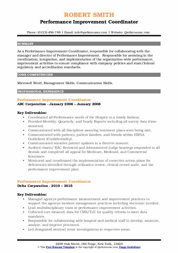 Performance Resume Template