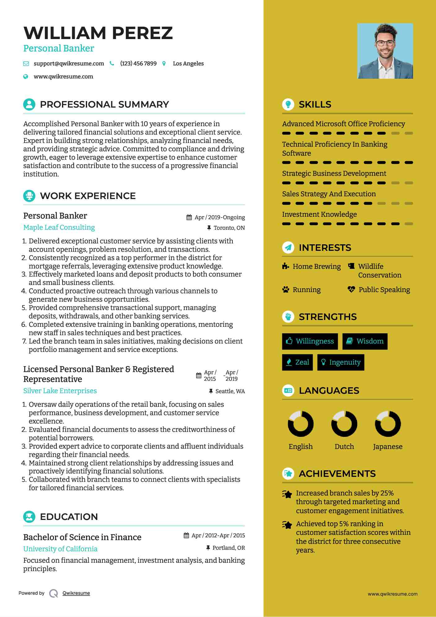 Banker Resume Sample Samuel raven
