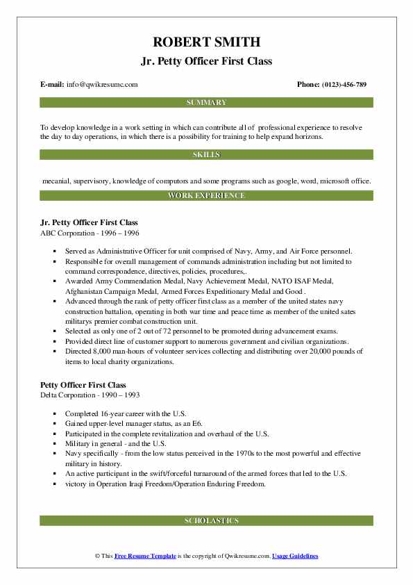 First Officer Sample Resume