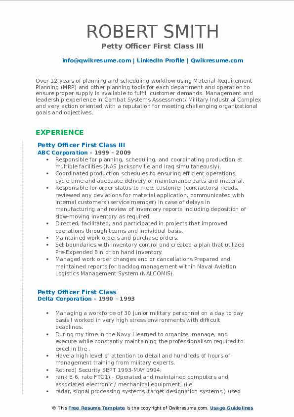 First Officer Sample Resume