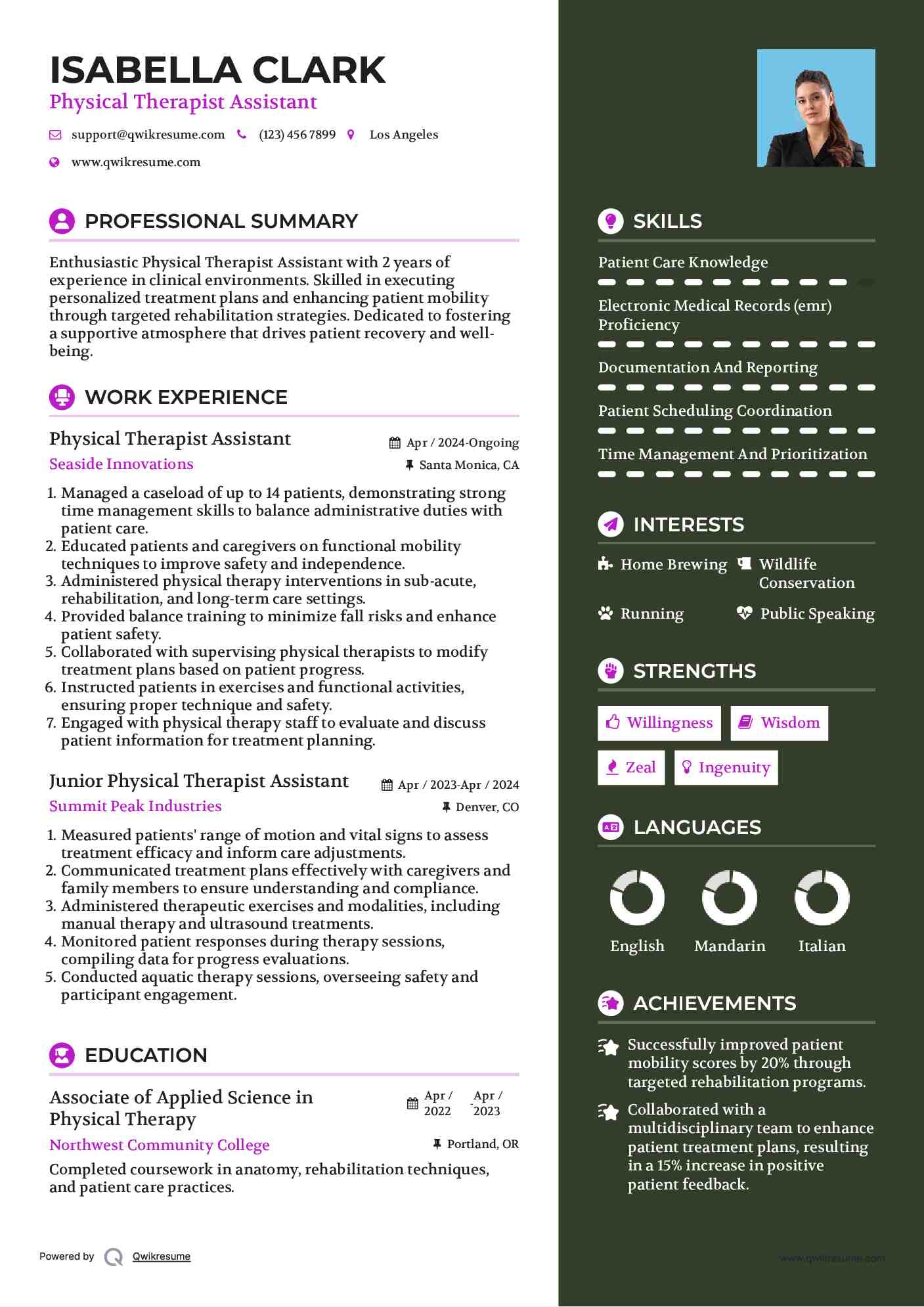 Physical Therapy Assistant Resume Blandrosorochgsrner