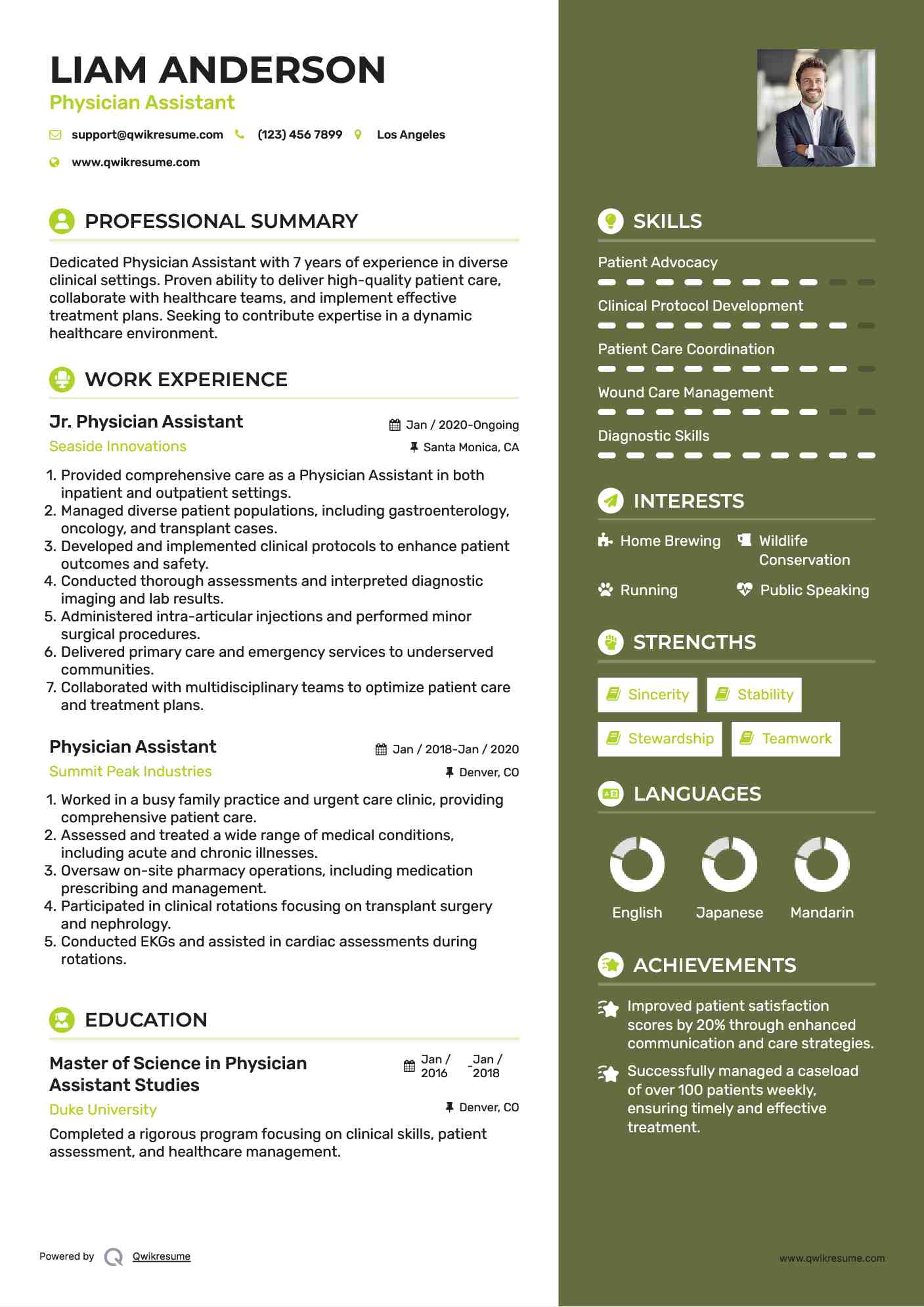 Physician Assistant Resume Samples QwikResume