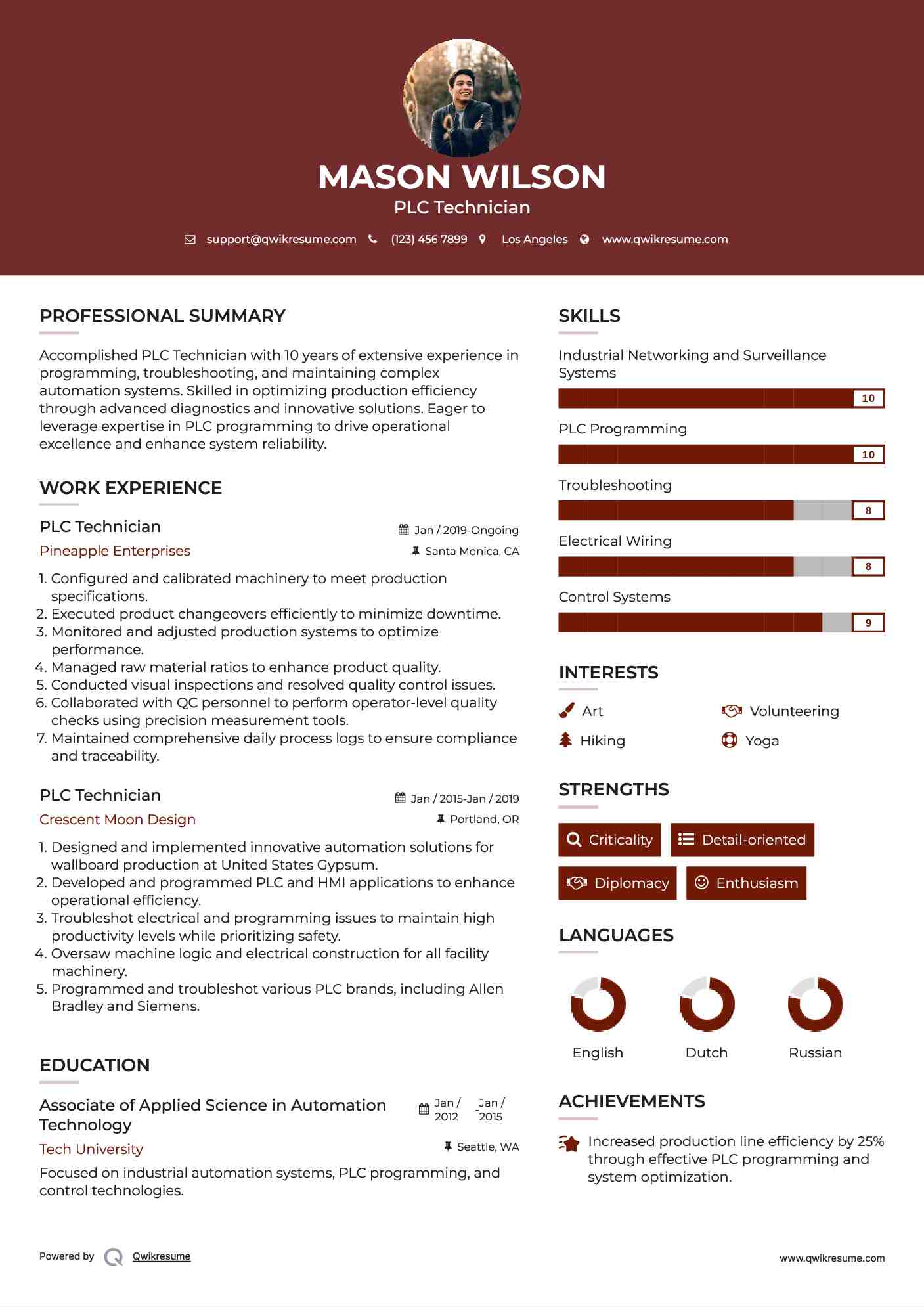 10+ PLC Technician Resume Samples & Templates for 2025