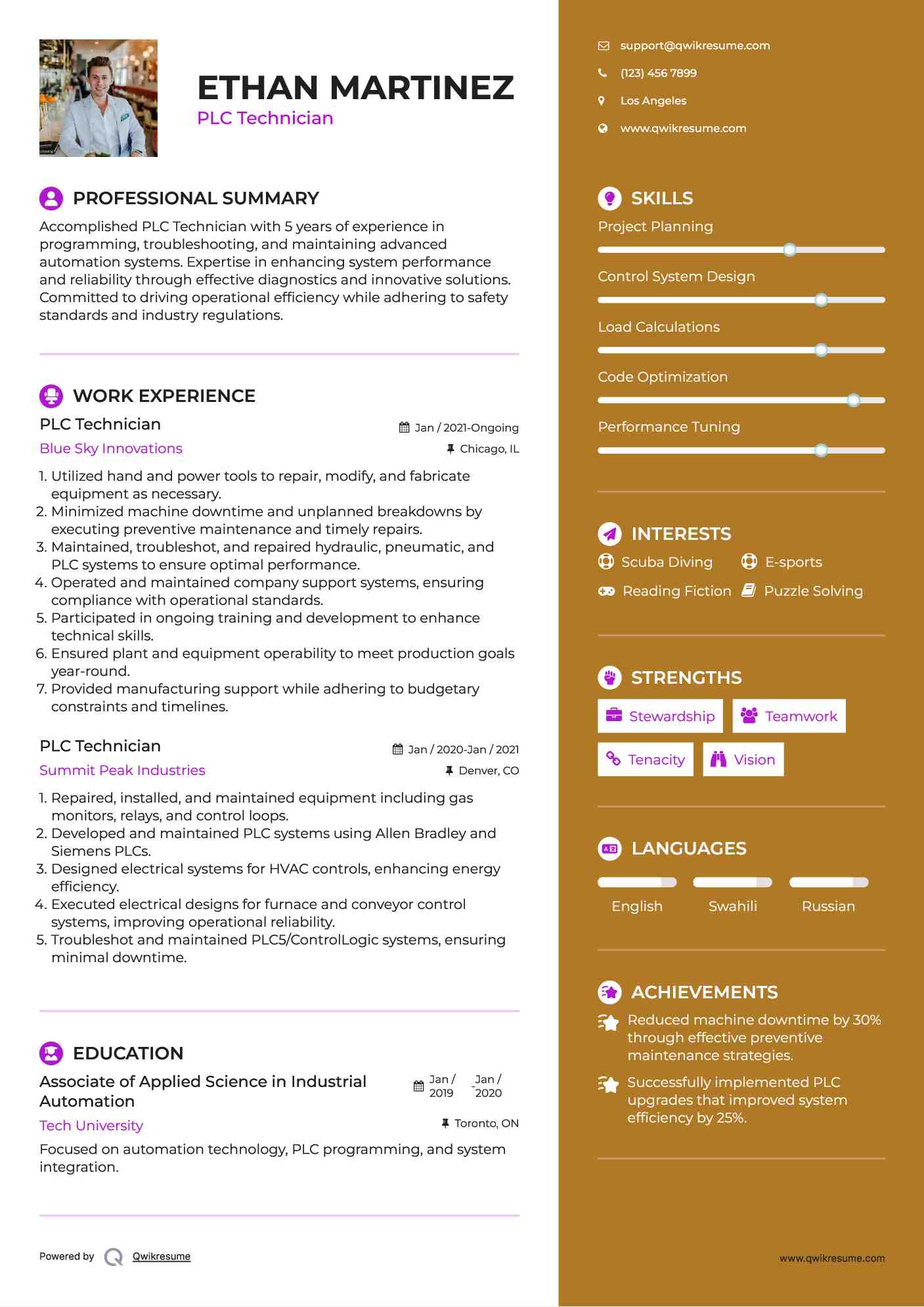 10+ PLC Technician Resume Samples & Templates for 2025