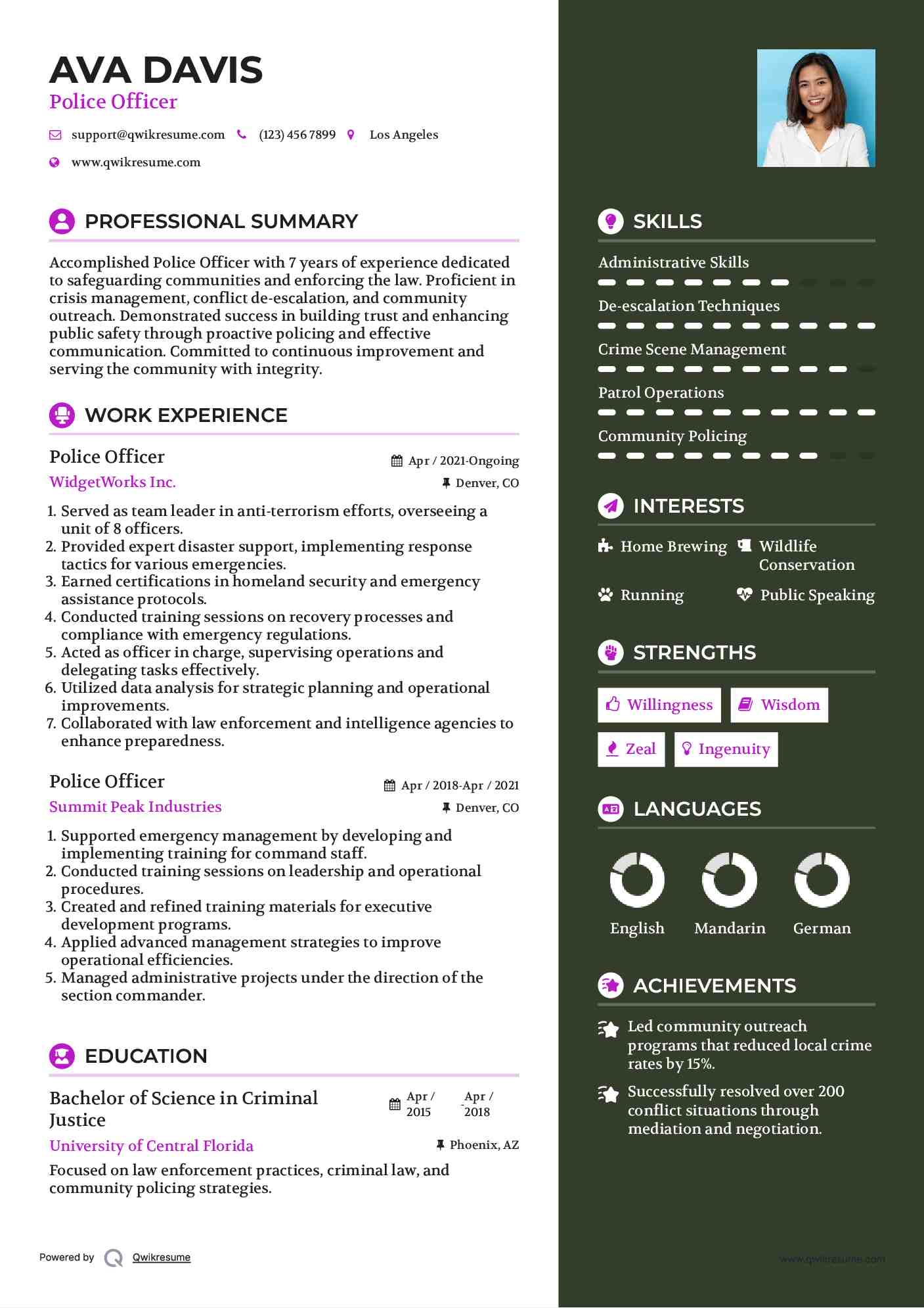 Police Sergeant Resume Templates