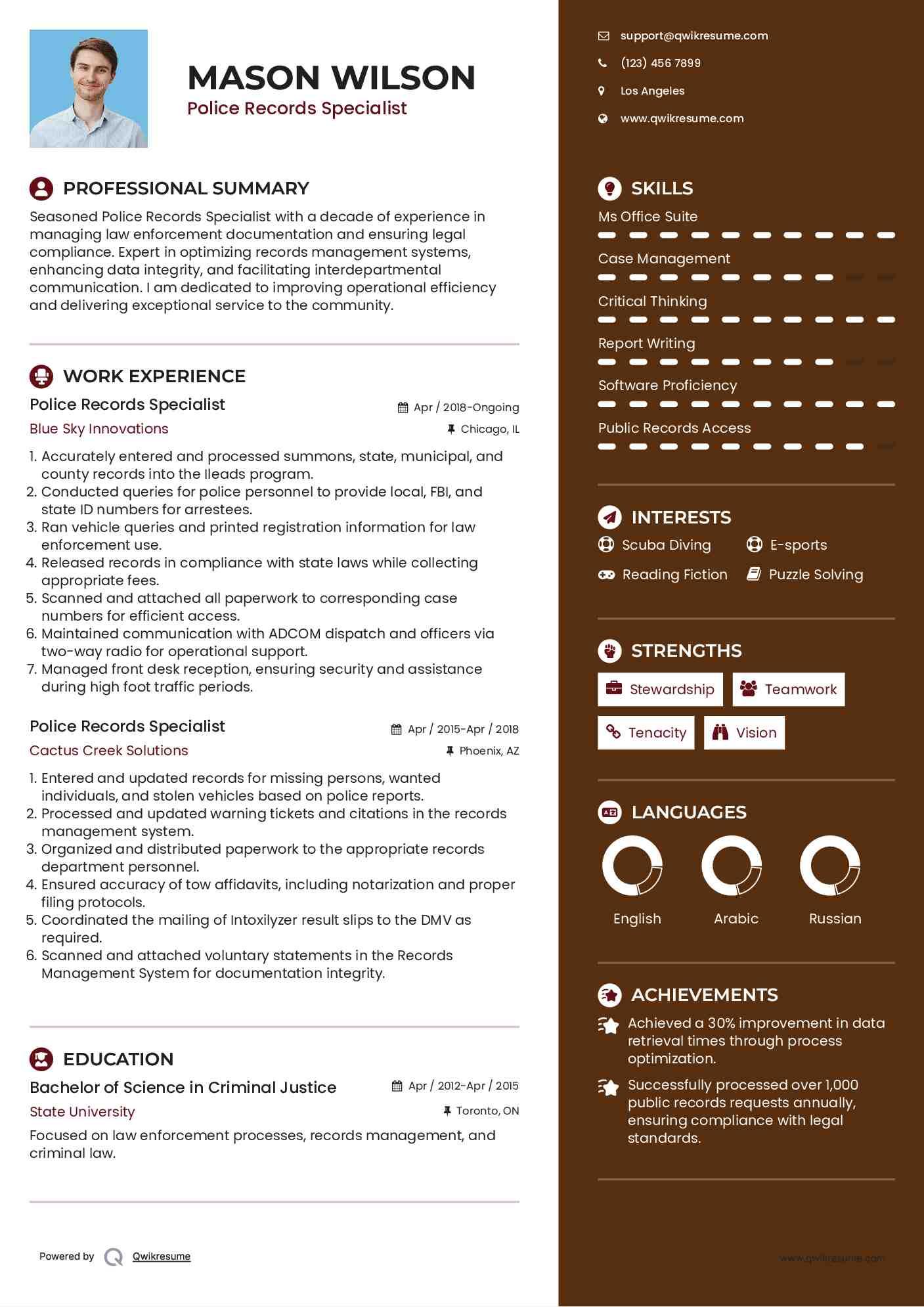 Police Records Specialist Resume Samples QwikResume police-records-specialist-resume-samples-qwikresume