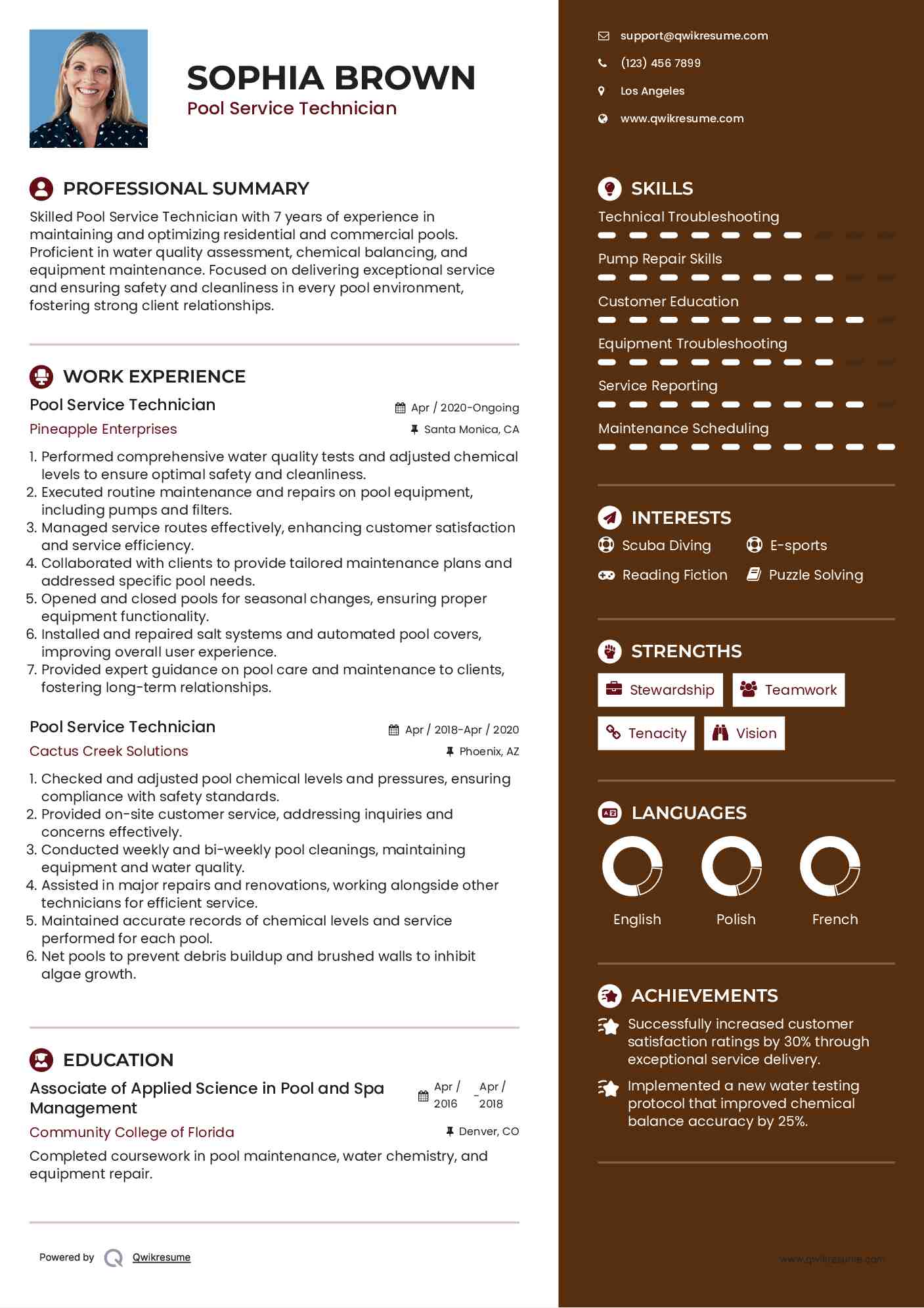 Pool Service Technician Resume Samples QwikResume pool-service-technician-resume-samples-qwikresume