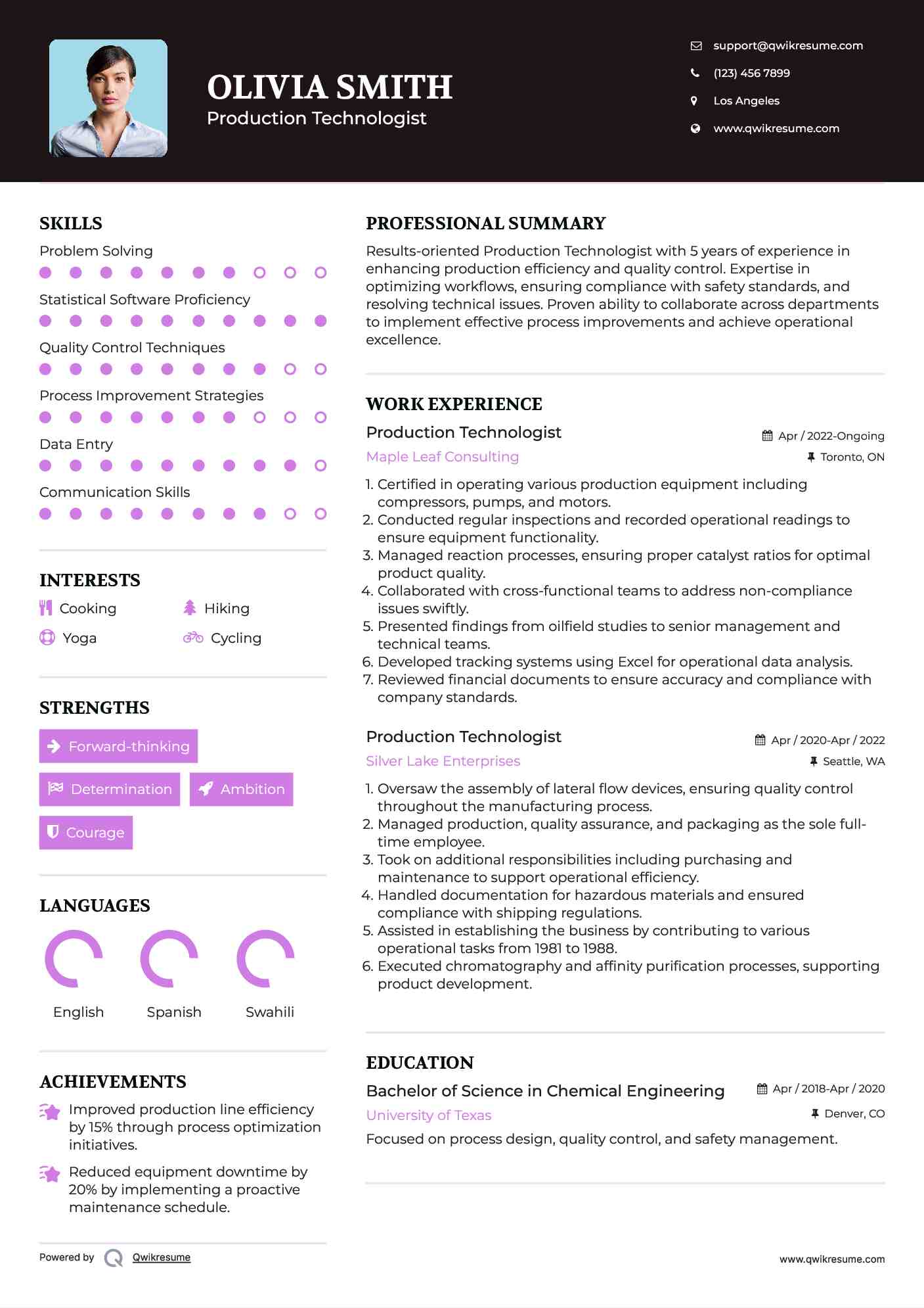 10+ Production Technician Resume Samples & Templates for 2025