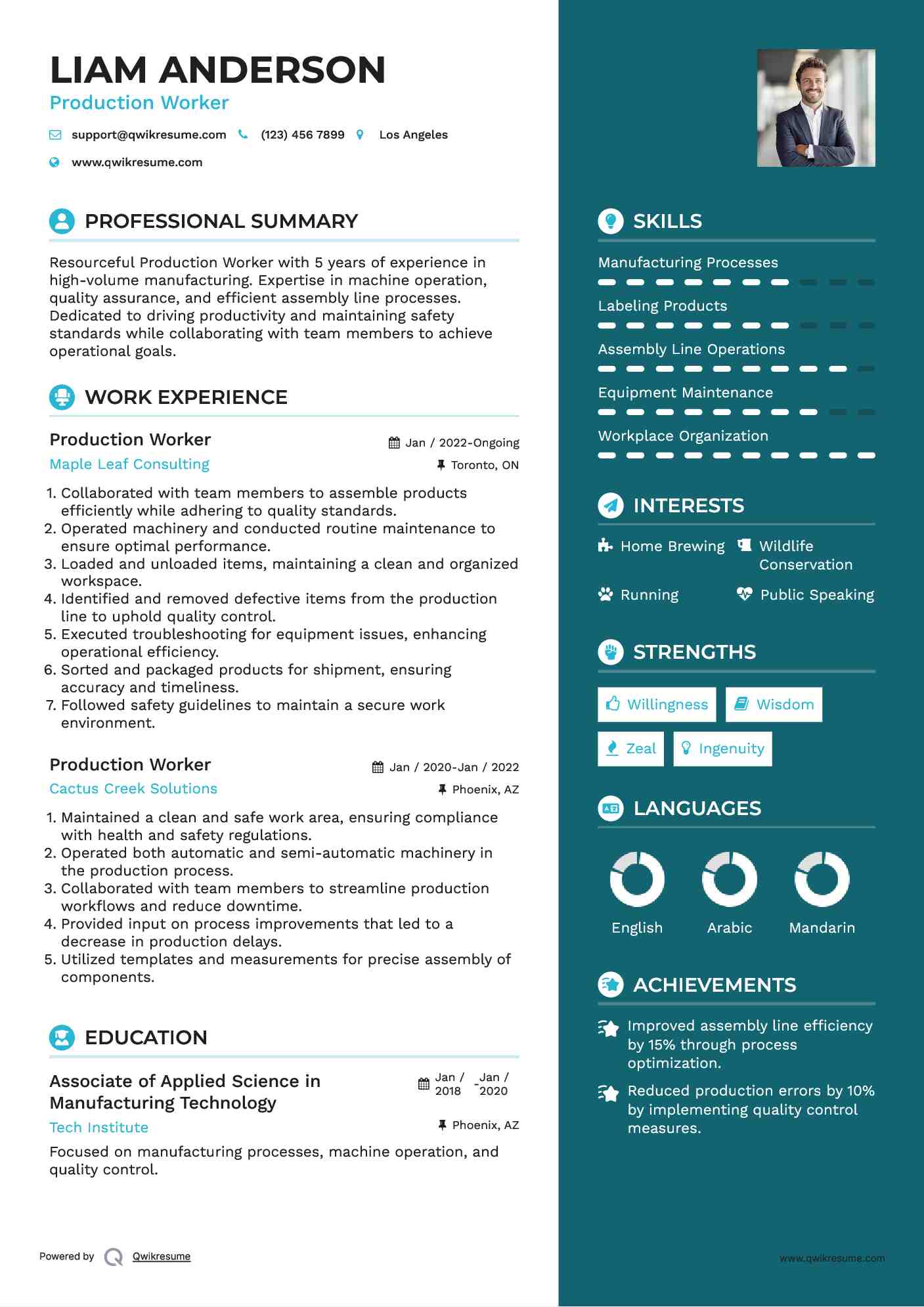 Production Worker Resume Samples QwikResume