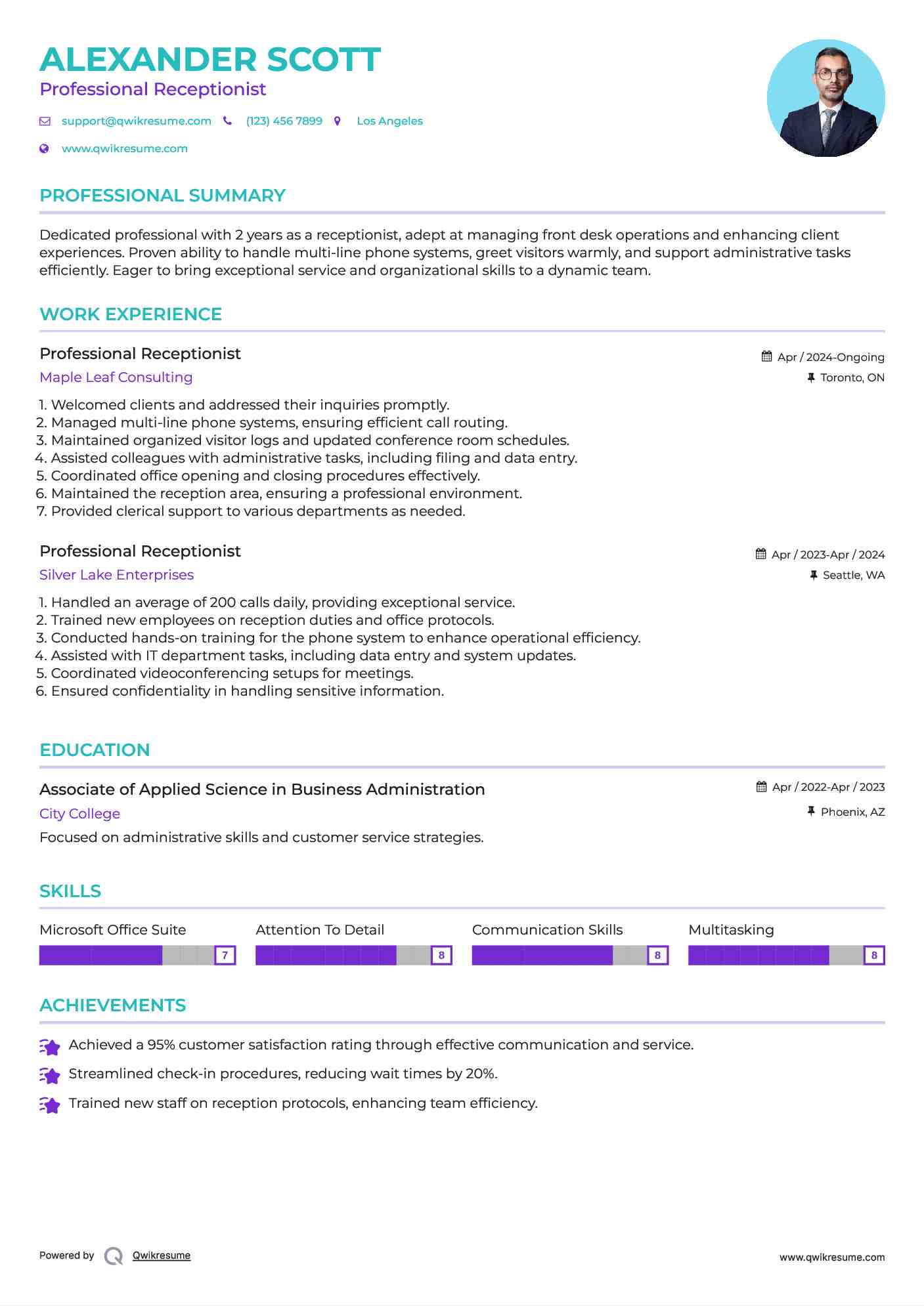 10+ Professional Receptionist Resume Samples & Templates For 2025