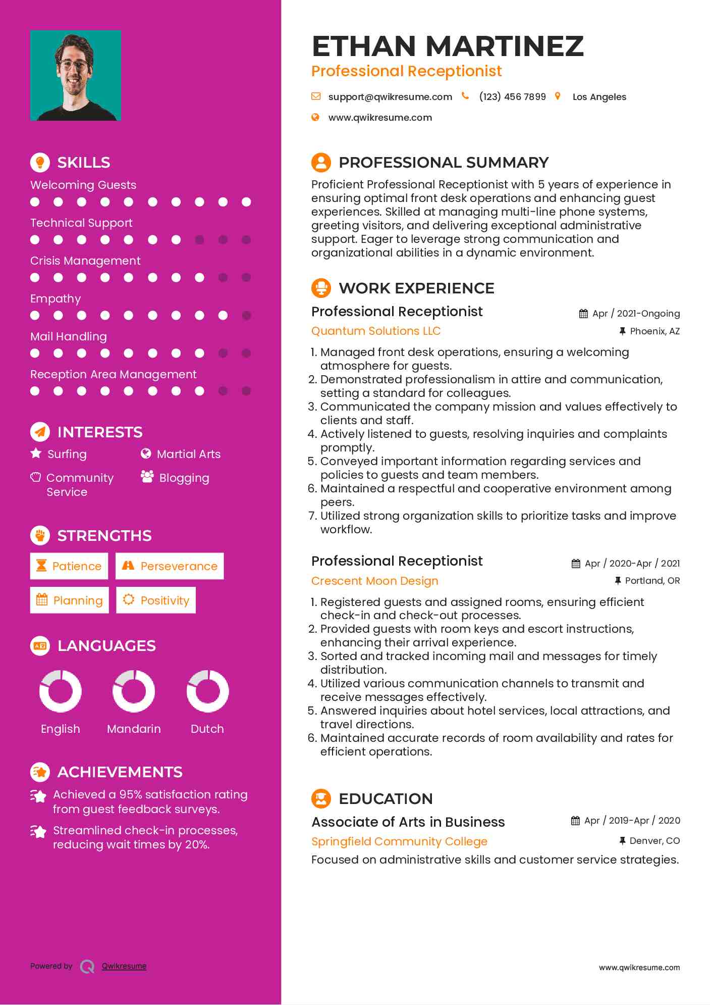 10+ Professional Receptionist Resume Samples & Templates For 2025