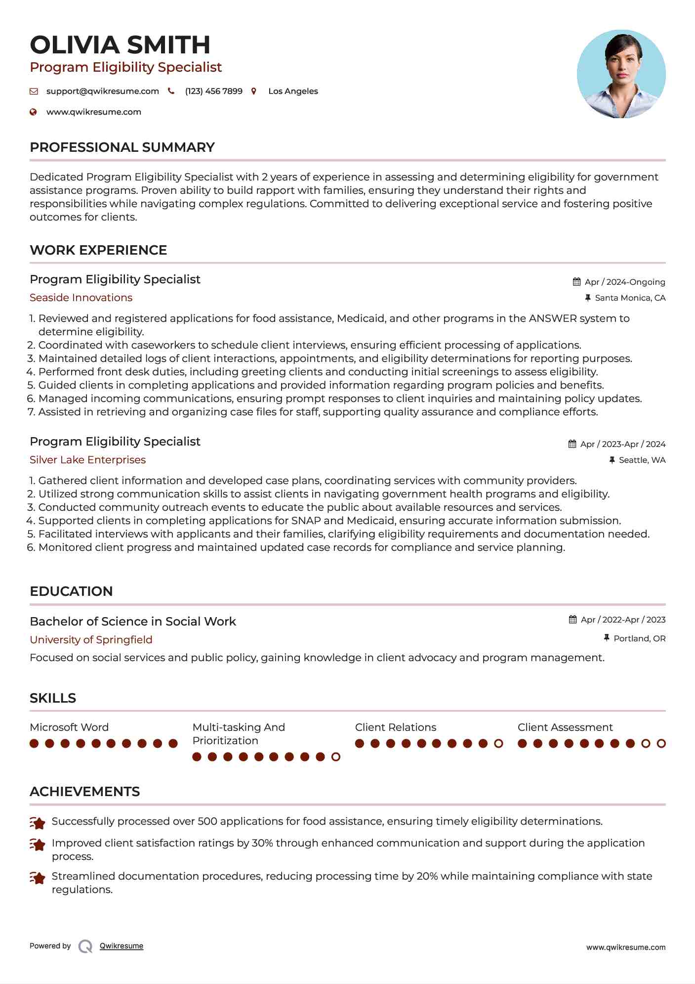 Program Eligibility Specialist Resume Samples QwikResume program-eligibility-specialist-resume-samples-qwikresume