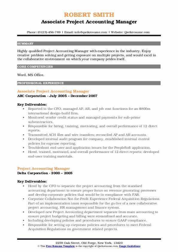 Project Accountant Sample Resume 35+ Senior Project Accountant Resume