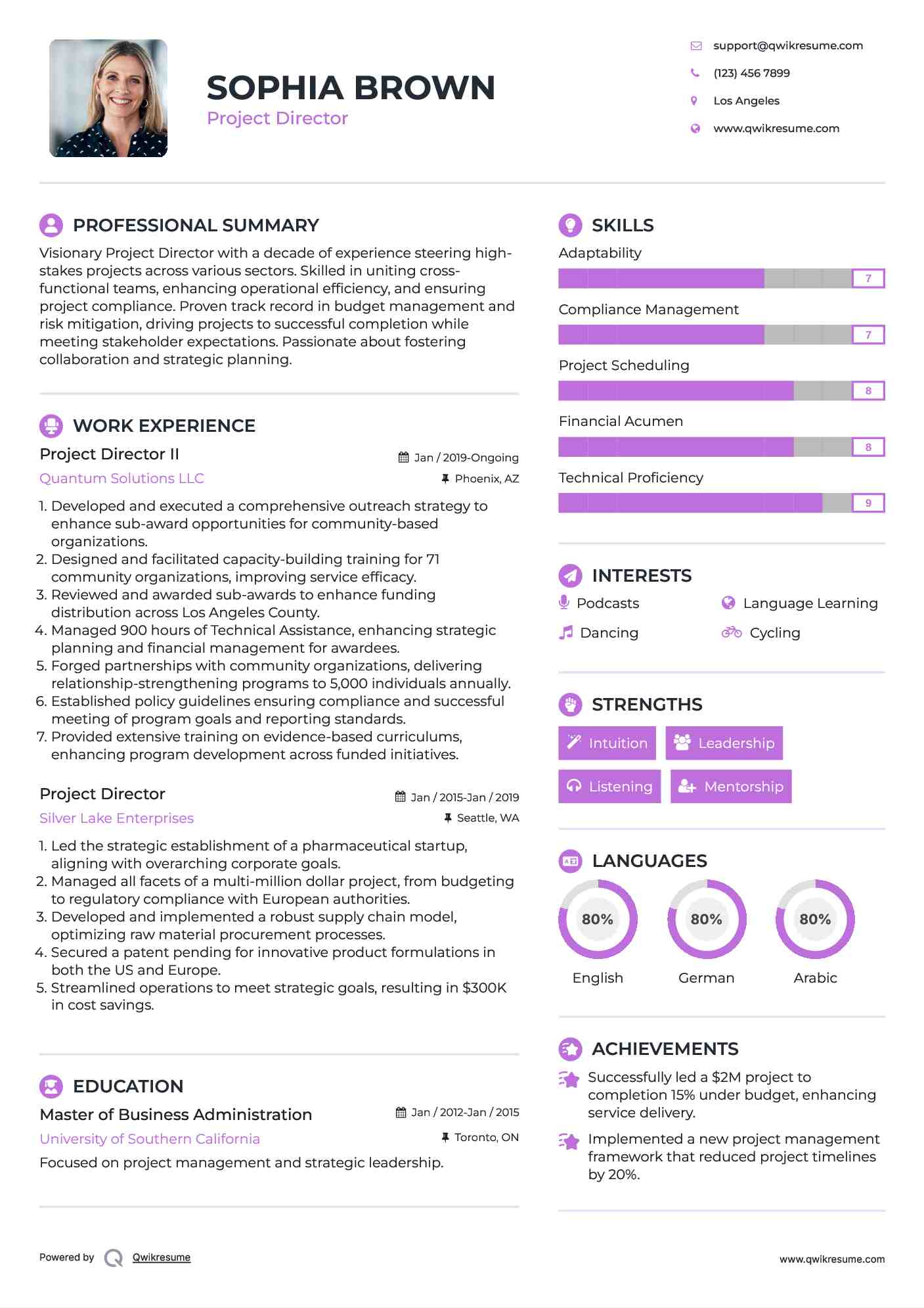 Project Director Resume Samples QwikResume