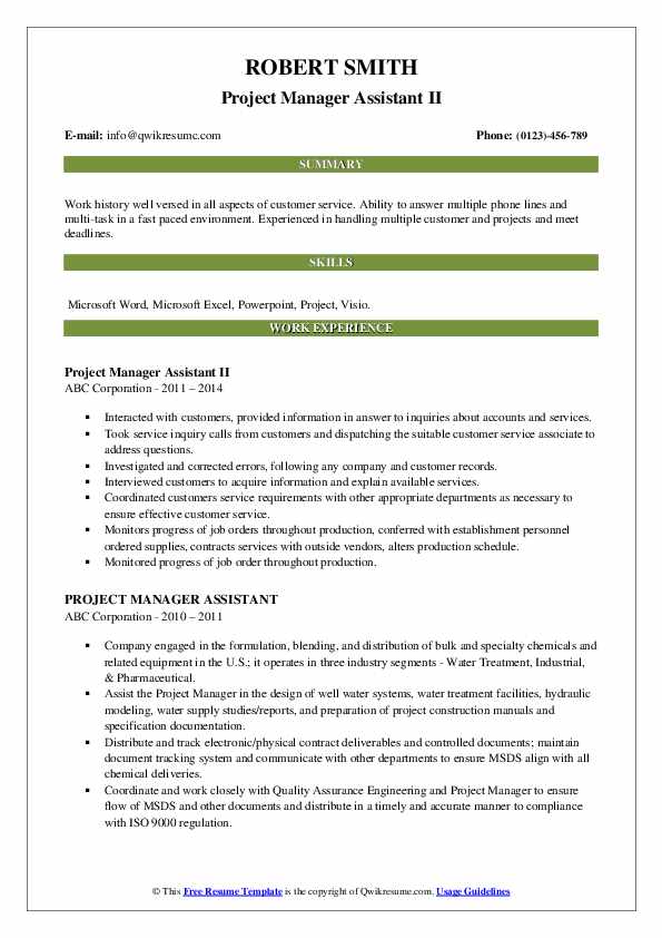 Project Manager Assistant Resume Samples QwikResume