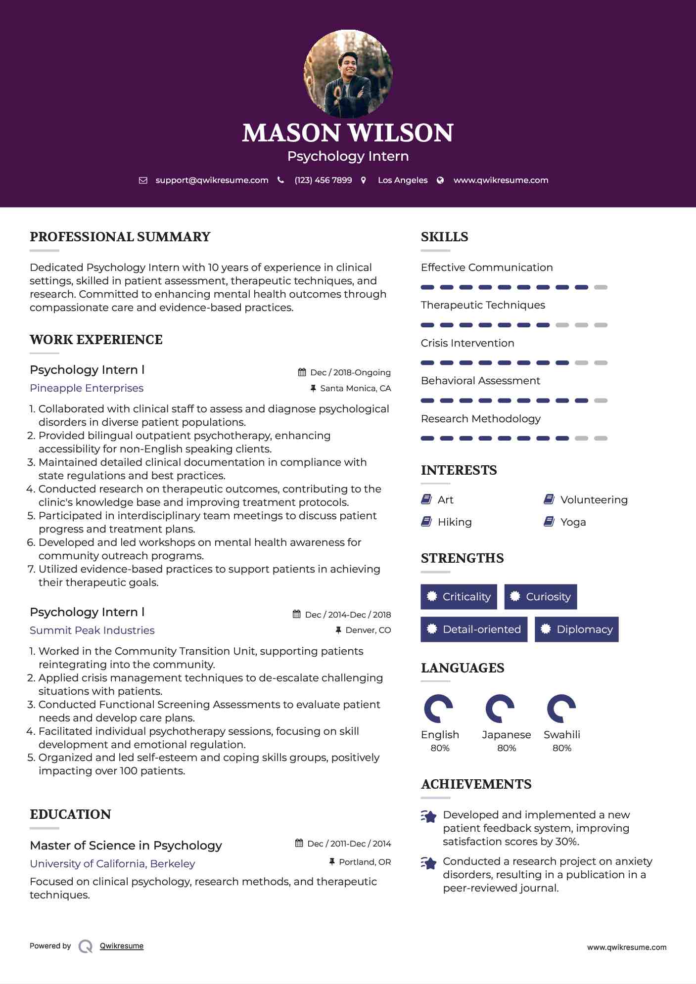 39 Psychology Resume Template PNG Infortant Document