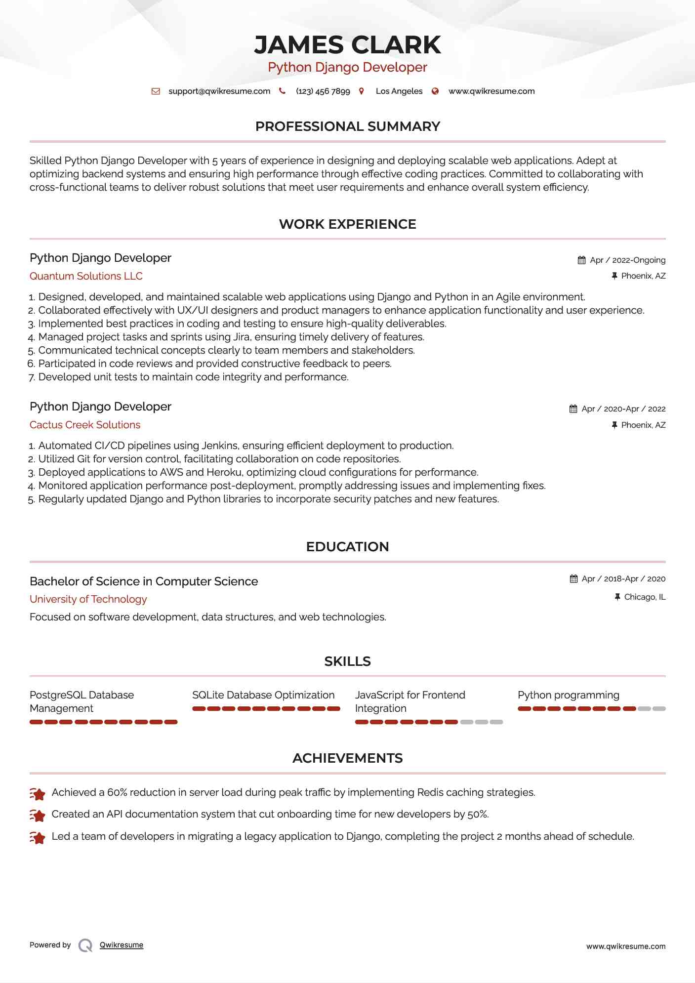 10+ Python Django Developer Resume Samples & Templates for 2025 10+ Python Django Developer Resume Samples & Templates for 2025