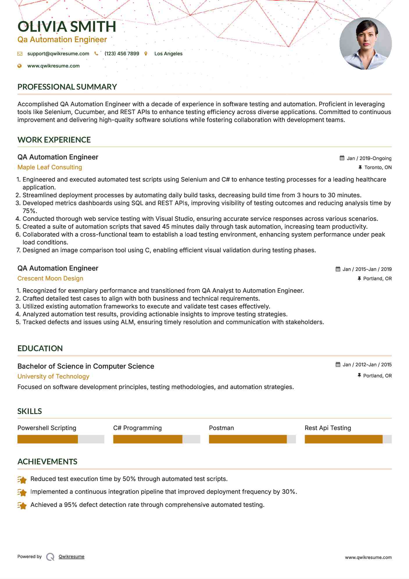 QA Automation Engineer Resume Samples QwikResume