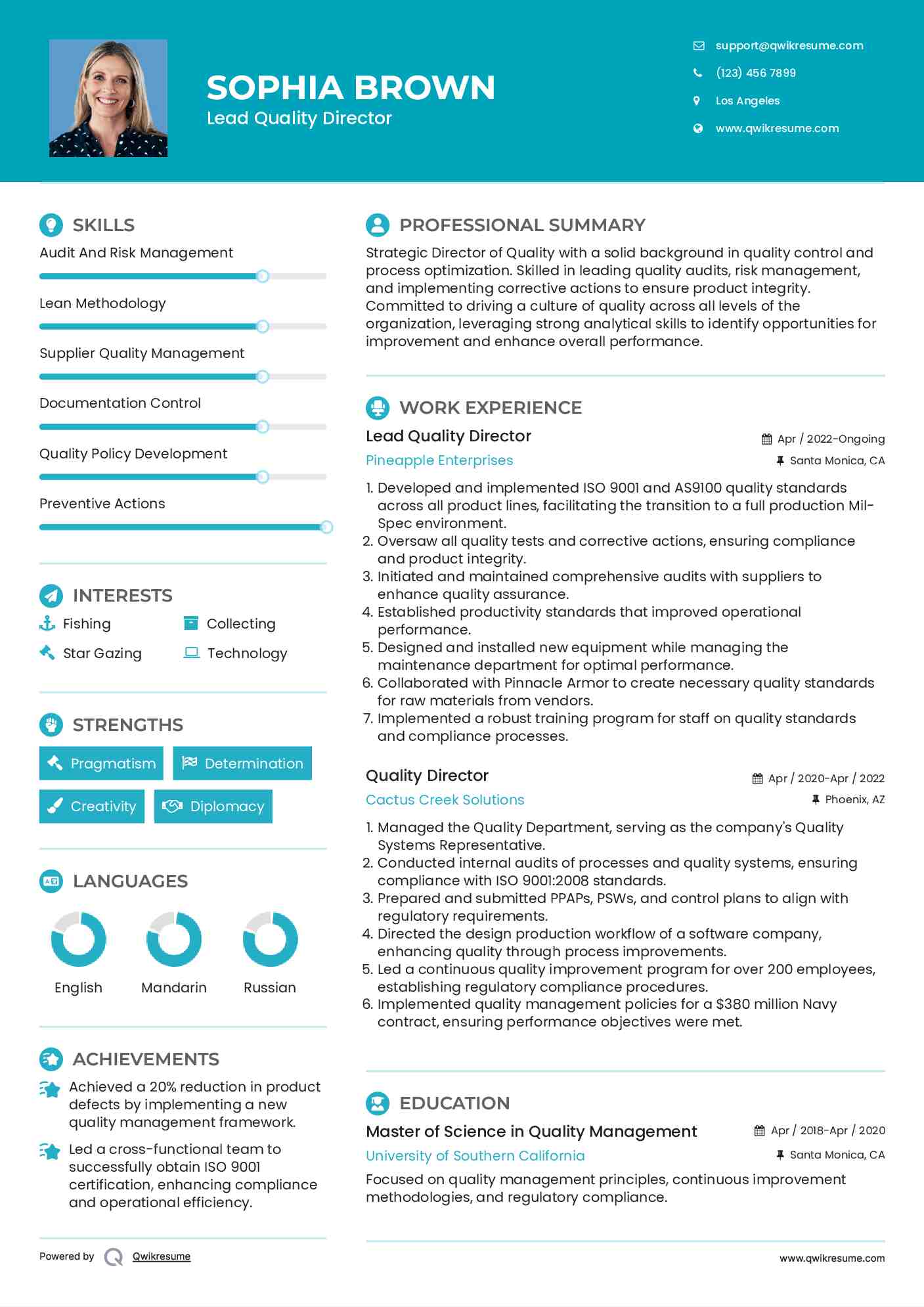 Quality Director Resume Samples QwikResume