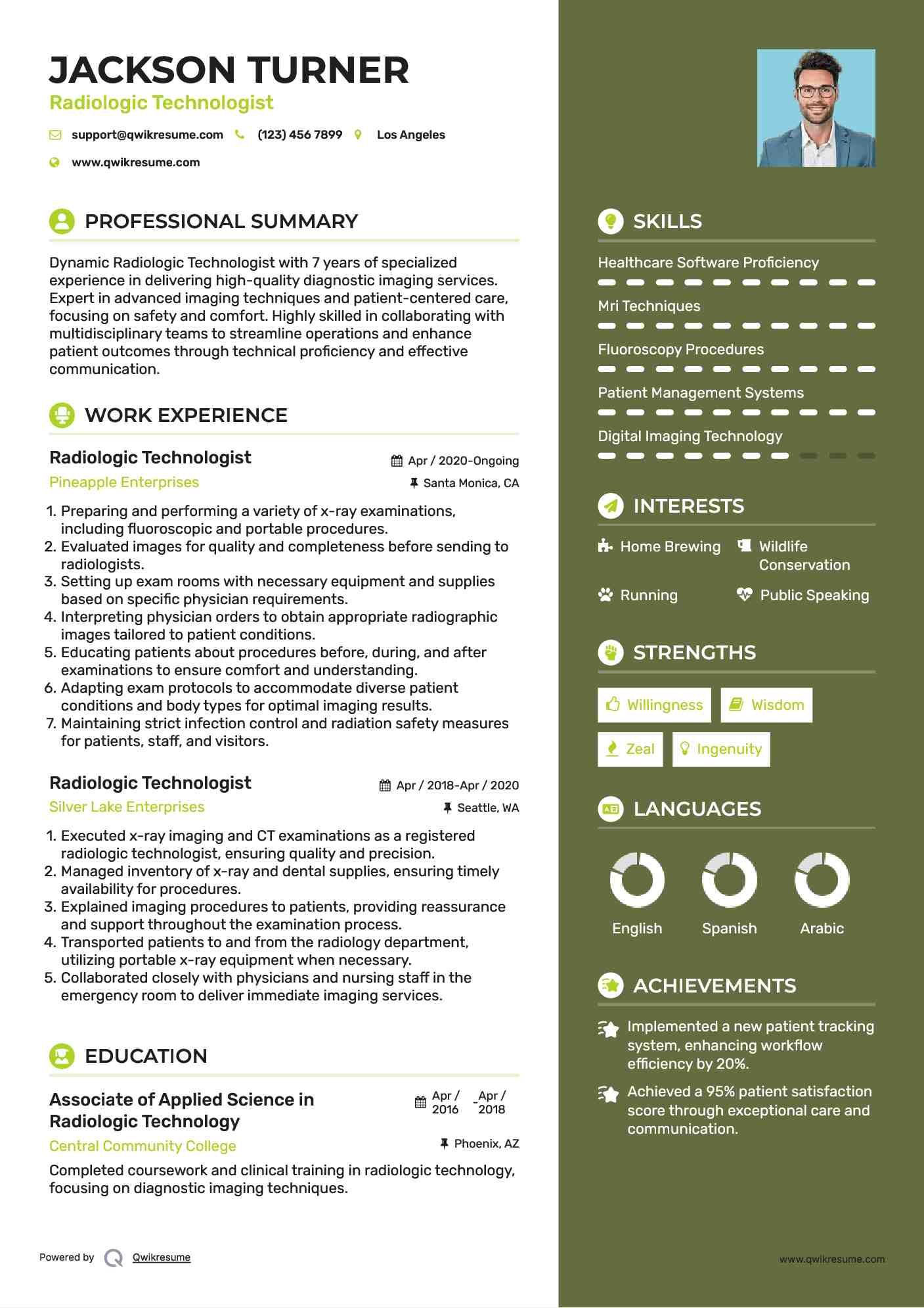 Radiologic Technologist Resume Samples QwikResume