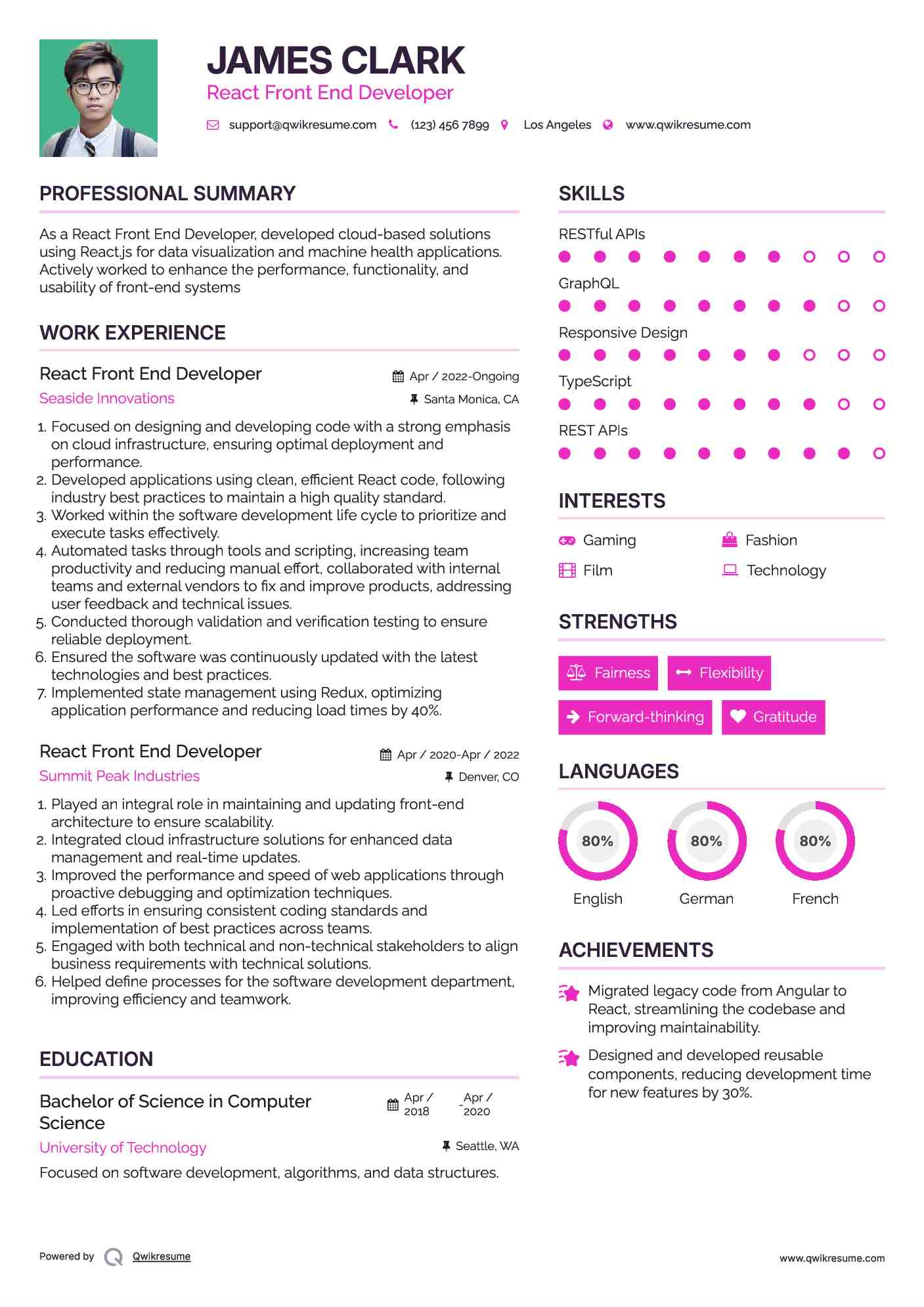 10+ React Front End Developer Resume Samples & Templates for 2025