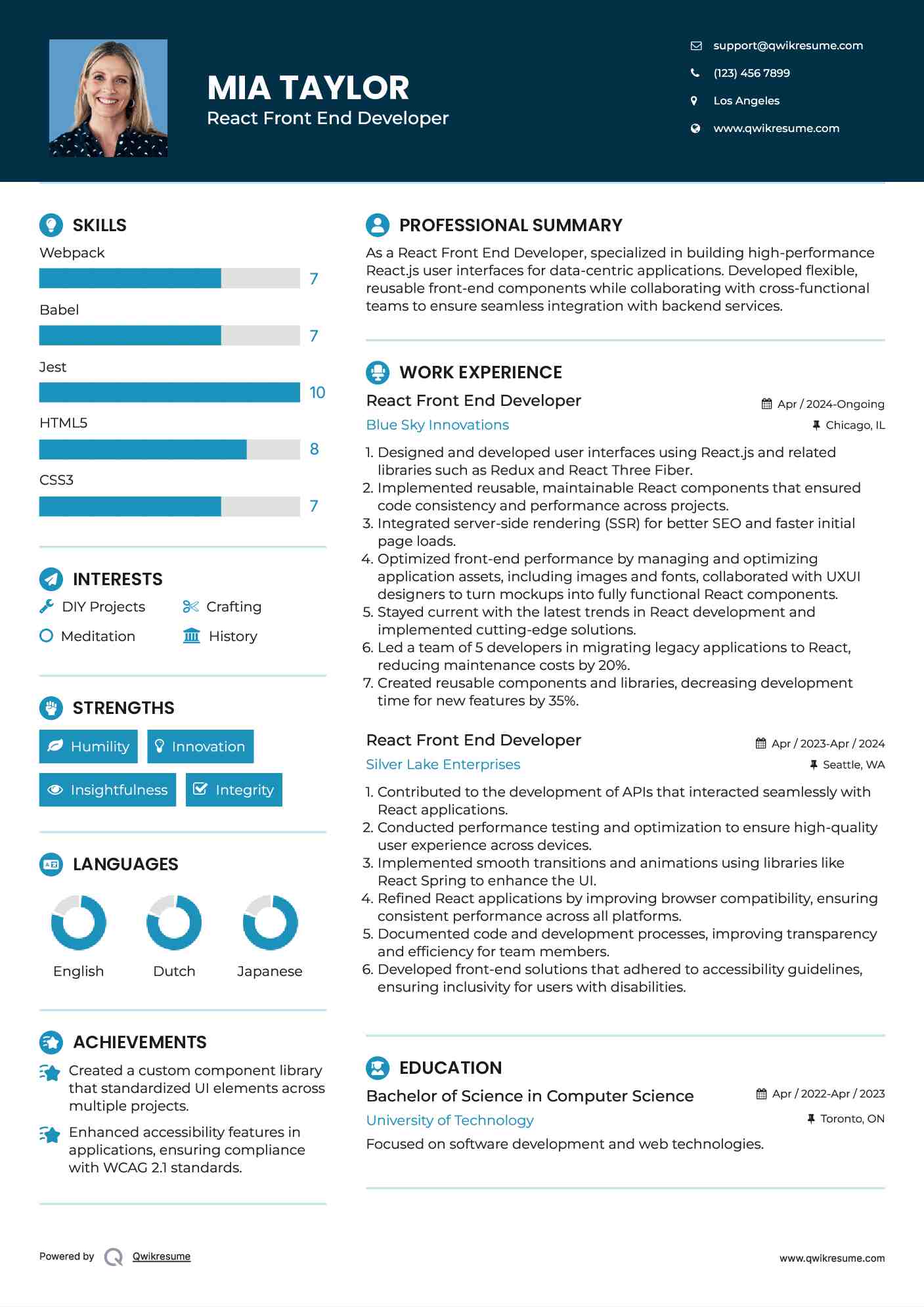 10+ React Front End Developer Resume Samples & Templates for 2025