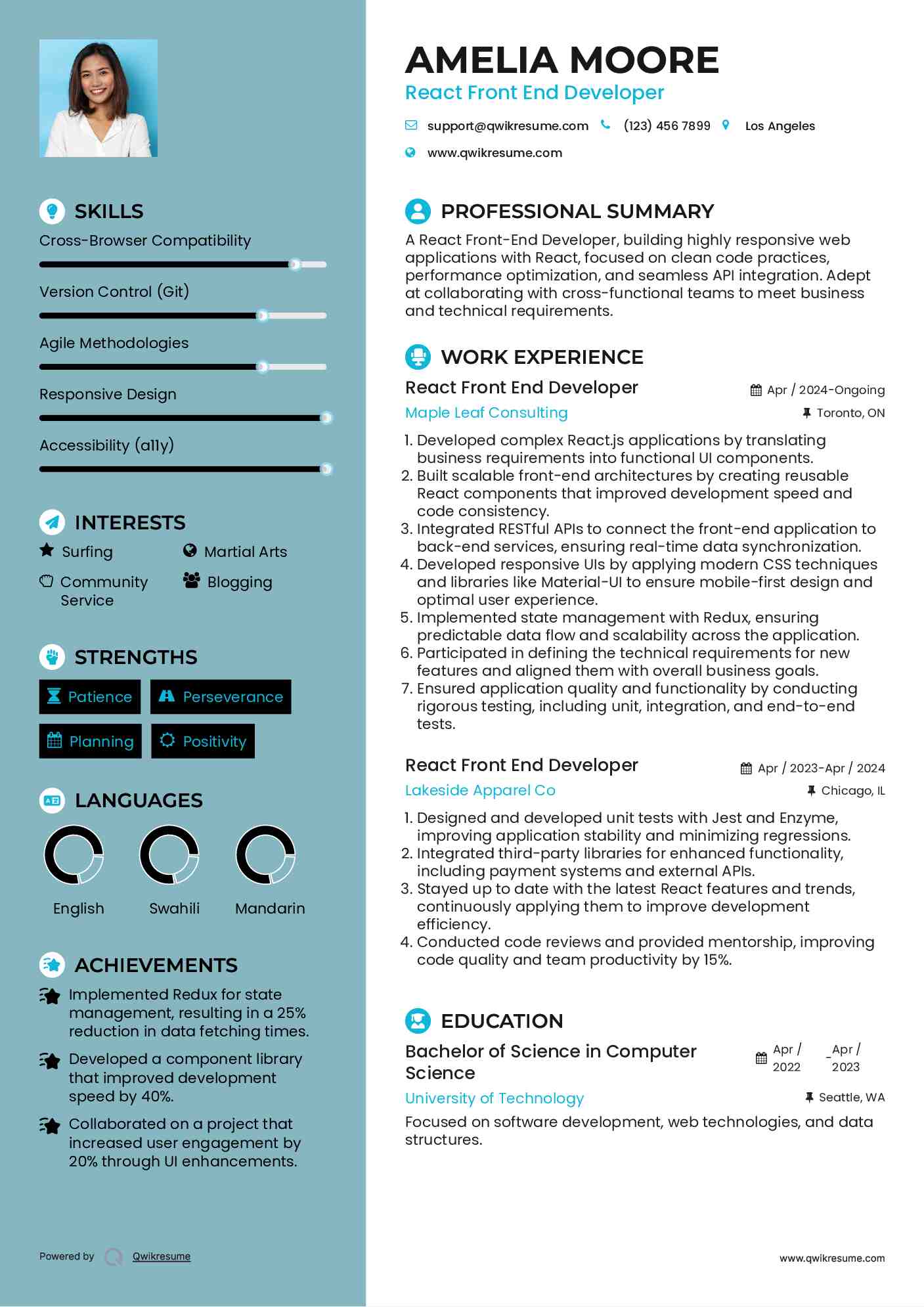 10+ React Front End Developer Resume Samples & Templates for 2025