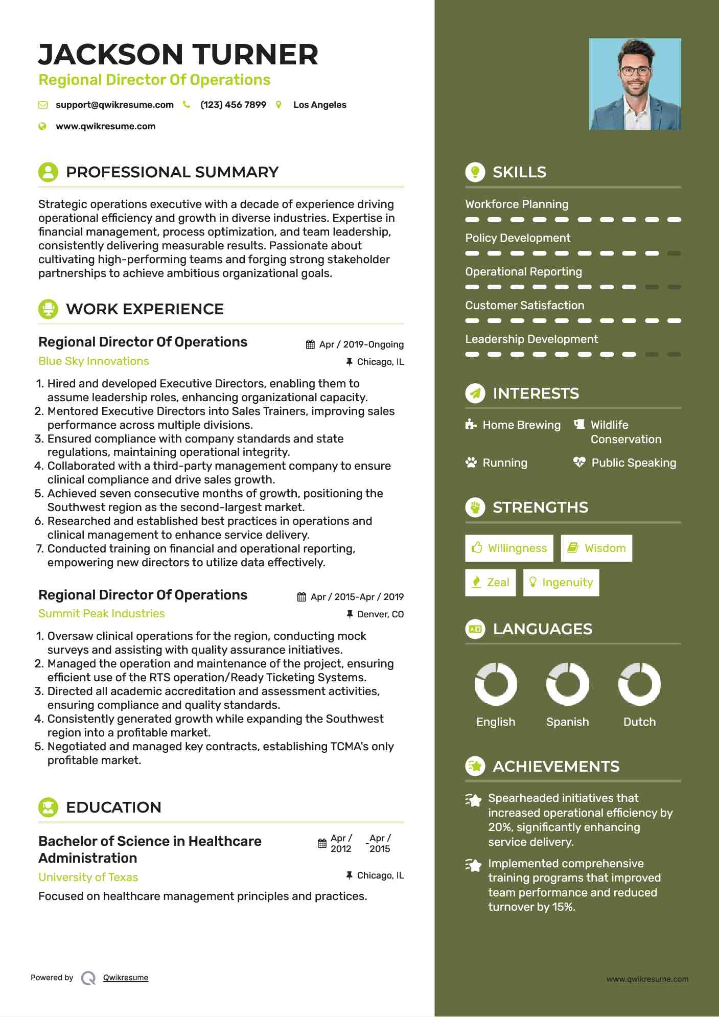 Regional Director Of Operations Resume Samples QwikResume
