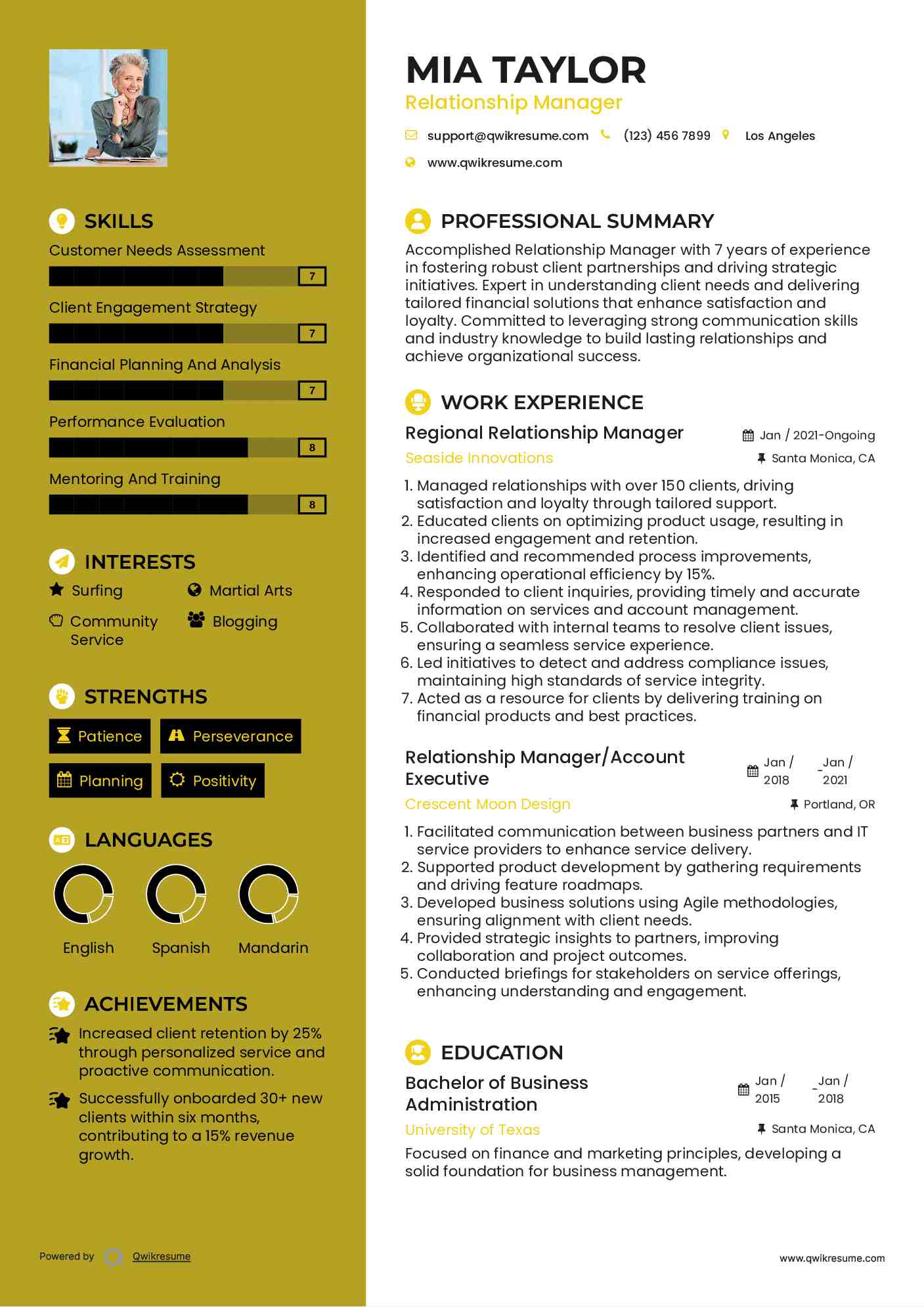 Relationship Manager Resume Samples QwikResume
