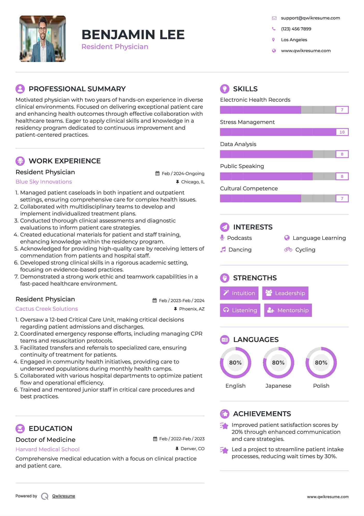 Resident Physician Cv Template Resident Physician Cv Template