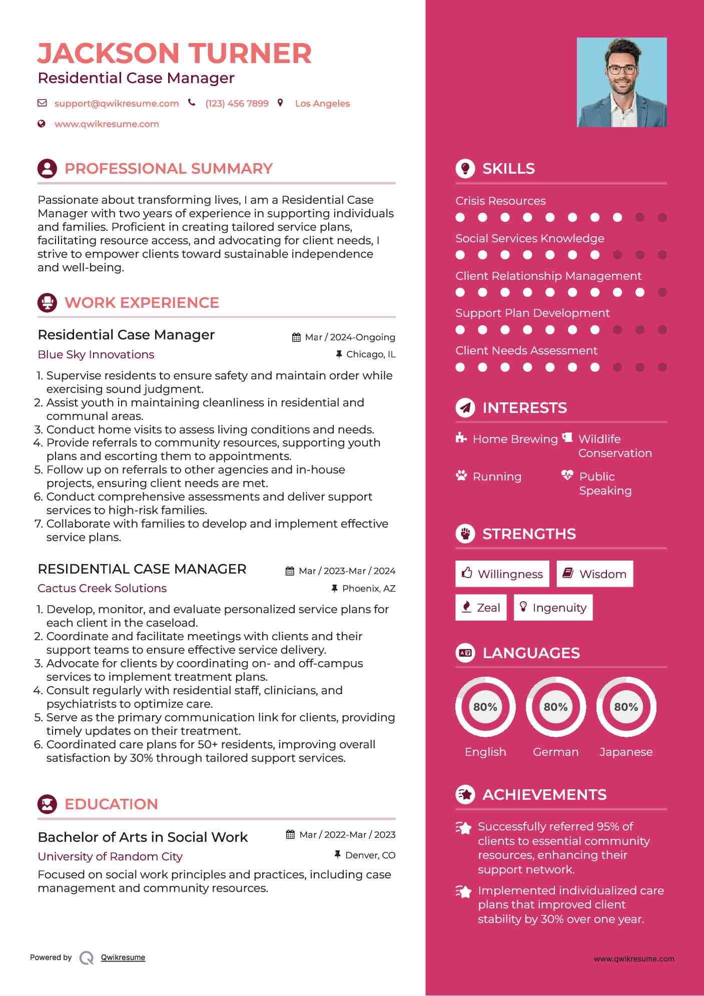 Residential Case Manager Resume Samples QwikResume