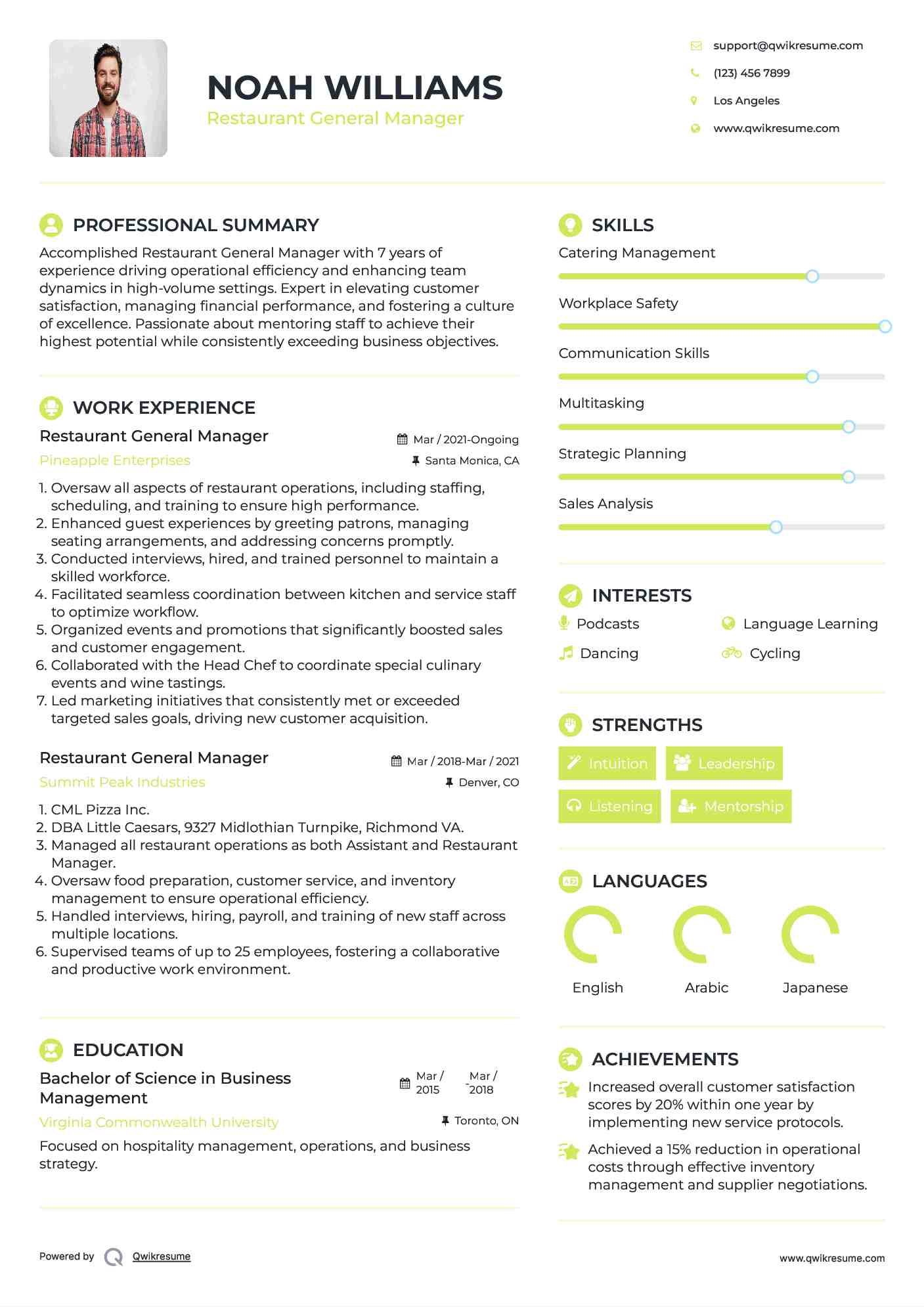 Restaurant General Manager Job Description For Resume Vblasopa