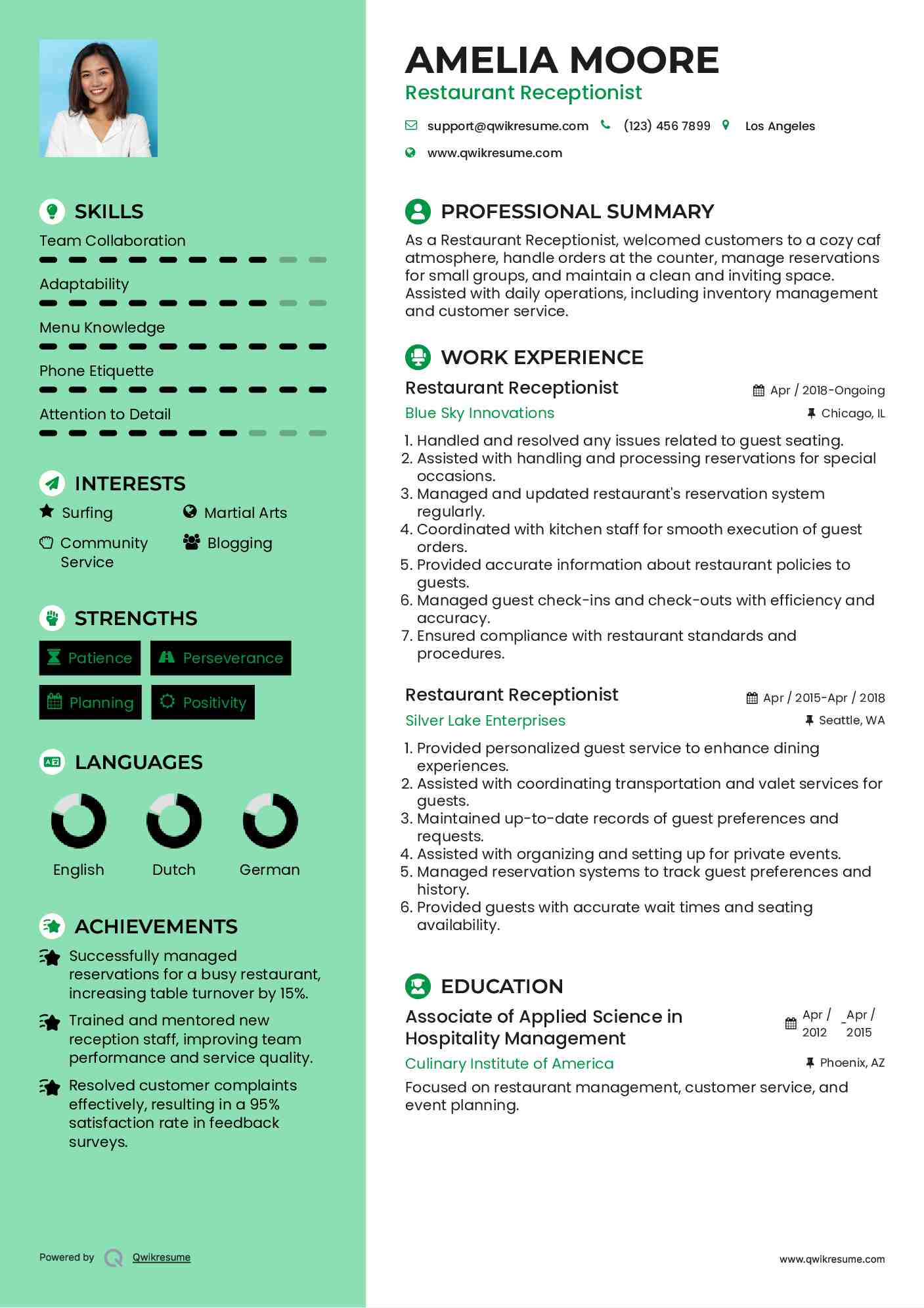 10+ Restaurant Receptionist Resume Samples & Templates For 2025