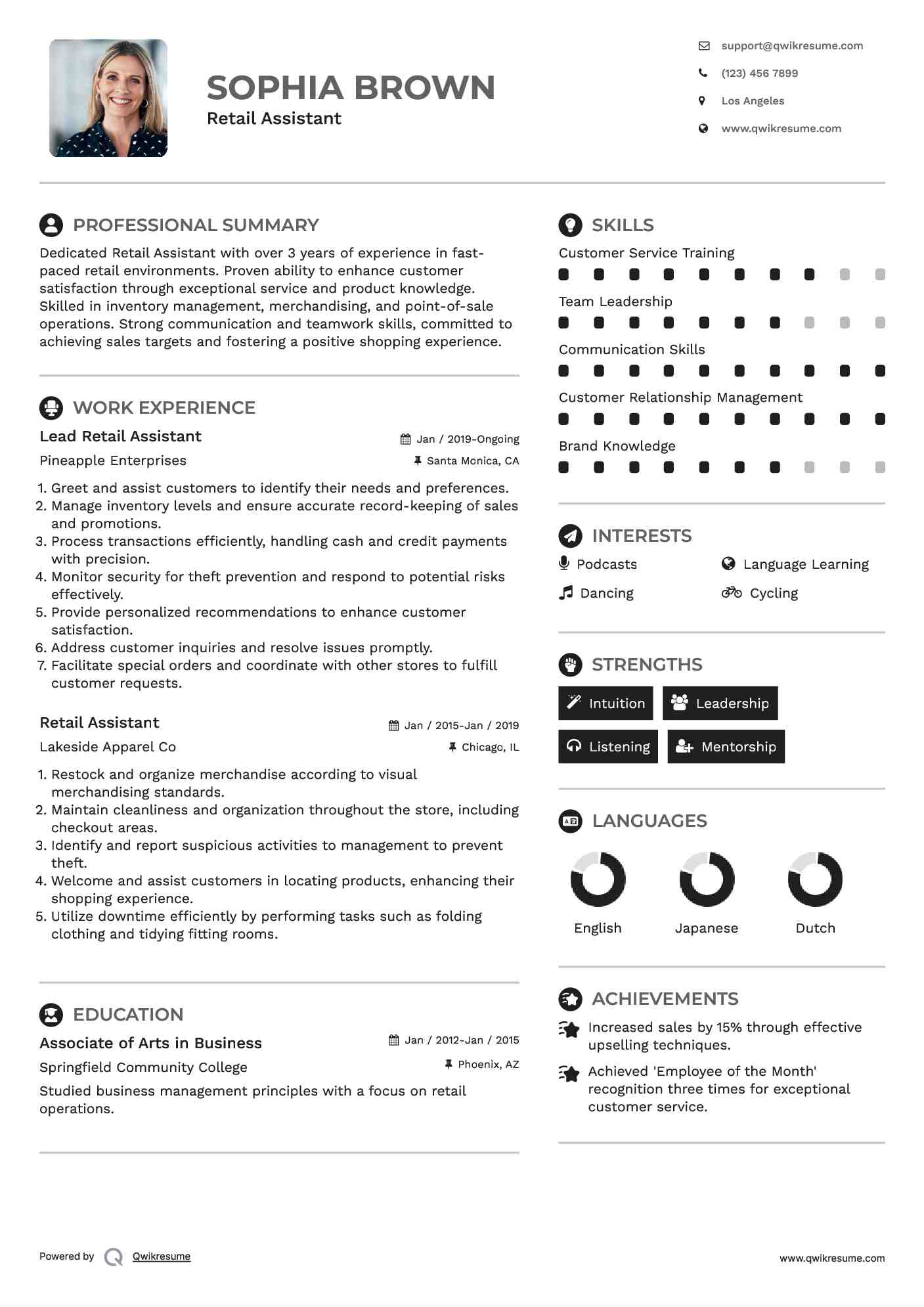 Personal Statement Retail Cv Examples 12 Retail Assistant Resume 