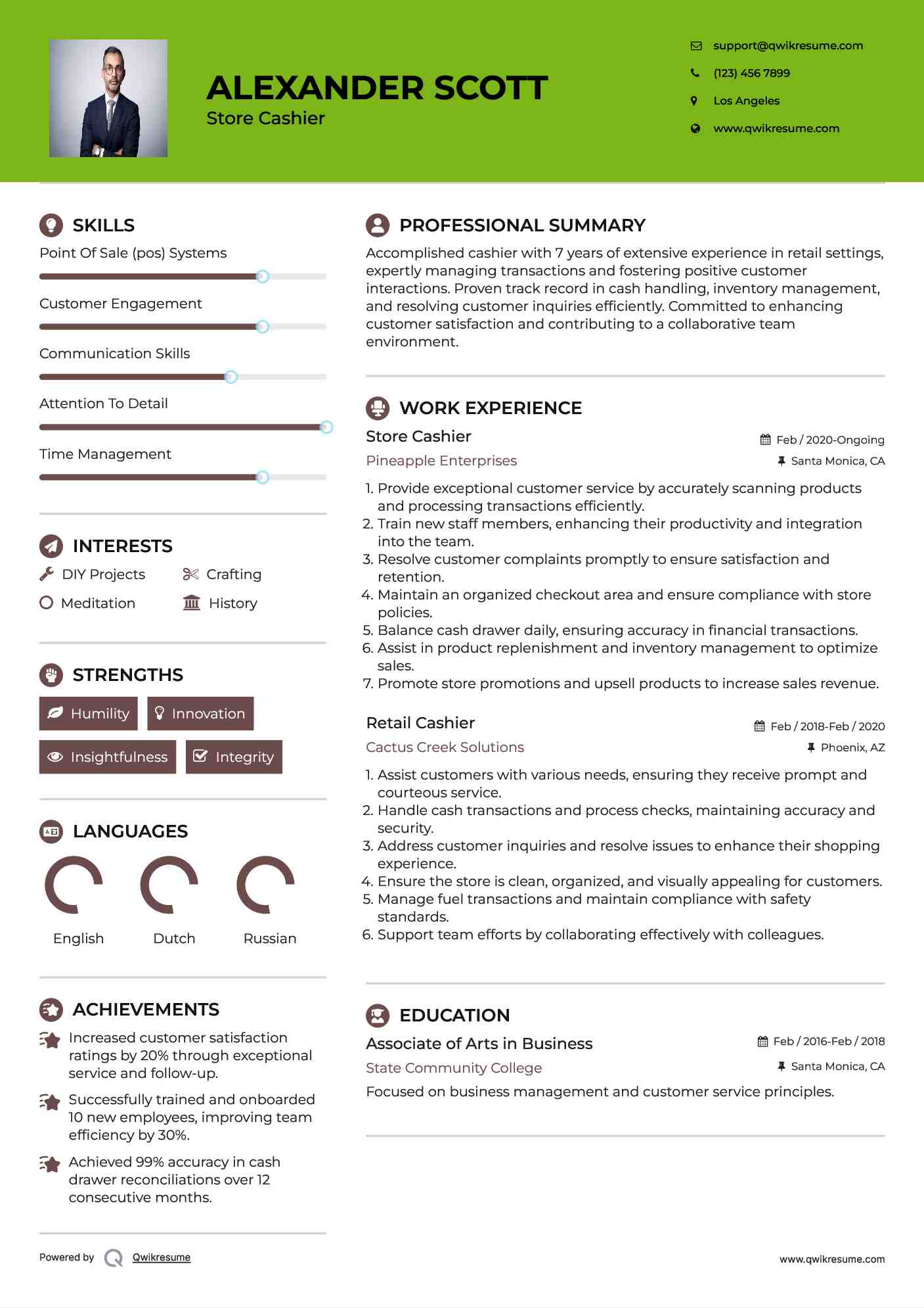 Retail Cashier Resume Samples QwikResume