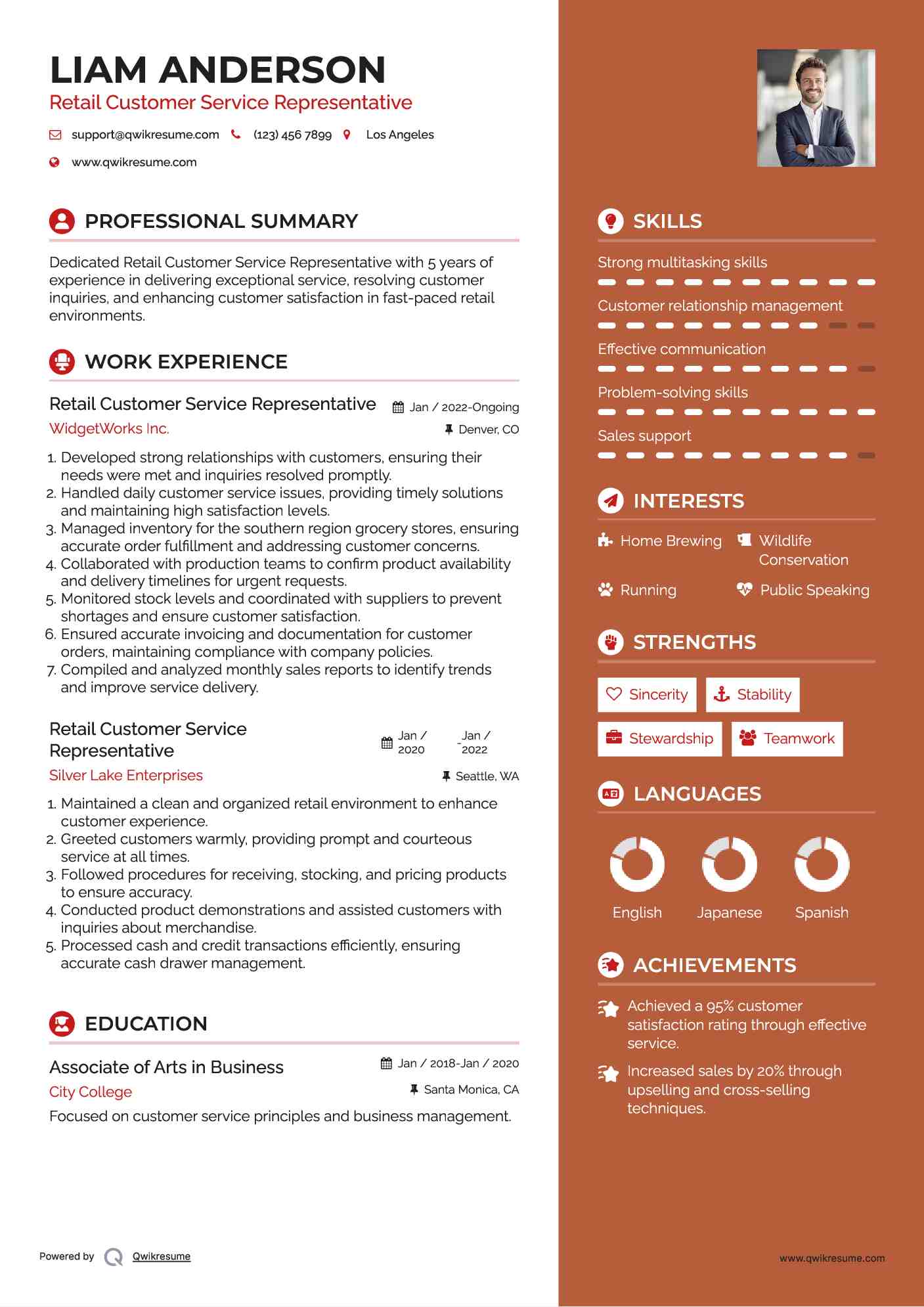 Retail Customer Service Representative Resume Samples QwikResume