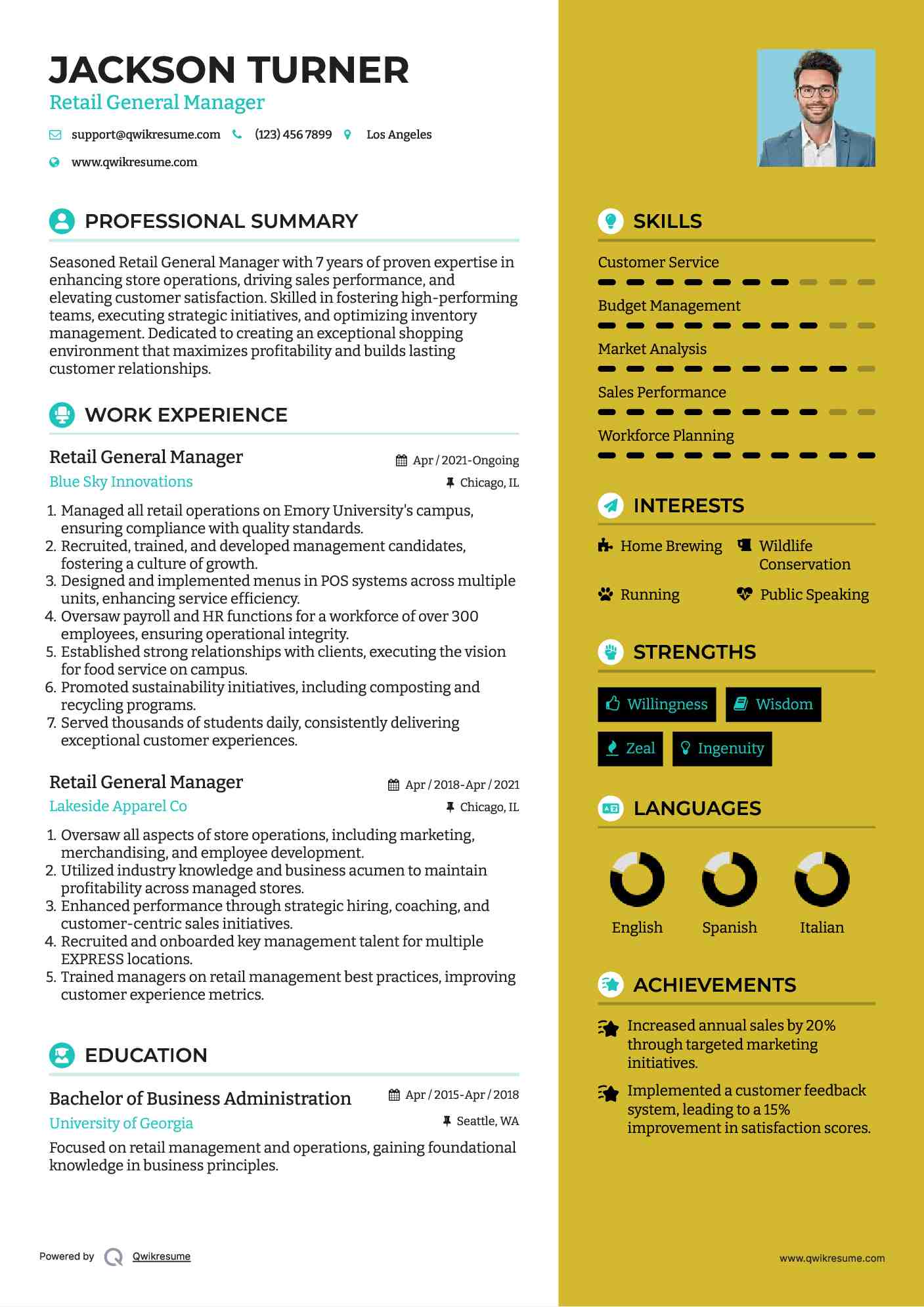 Retail General Manager Resume Samples QwikResume